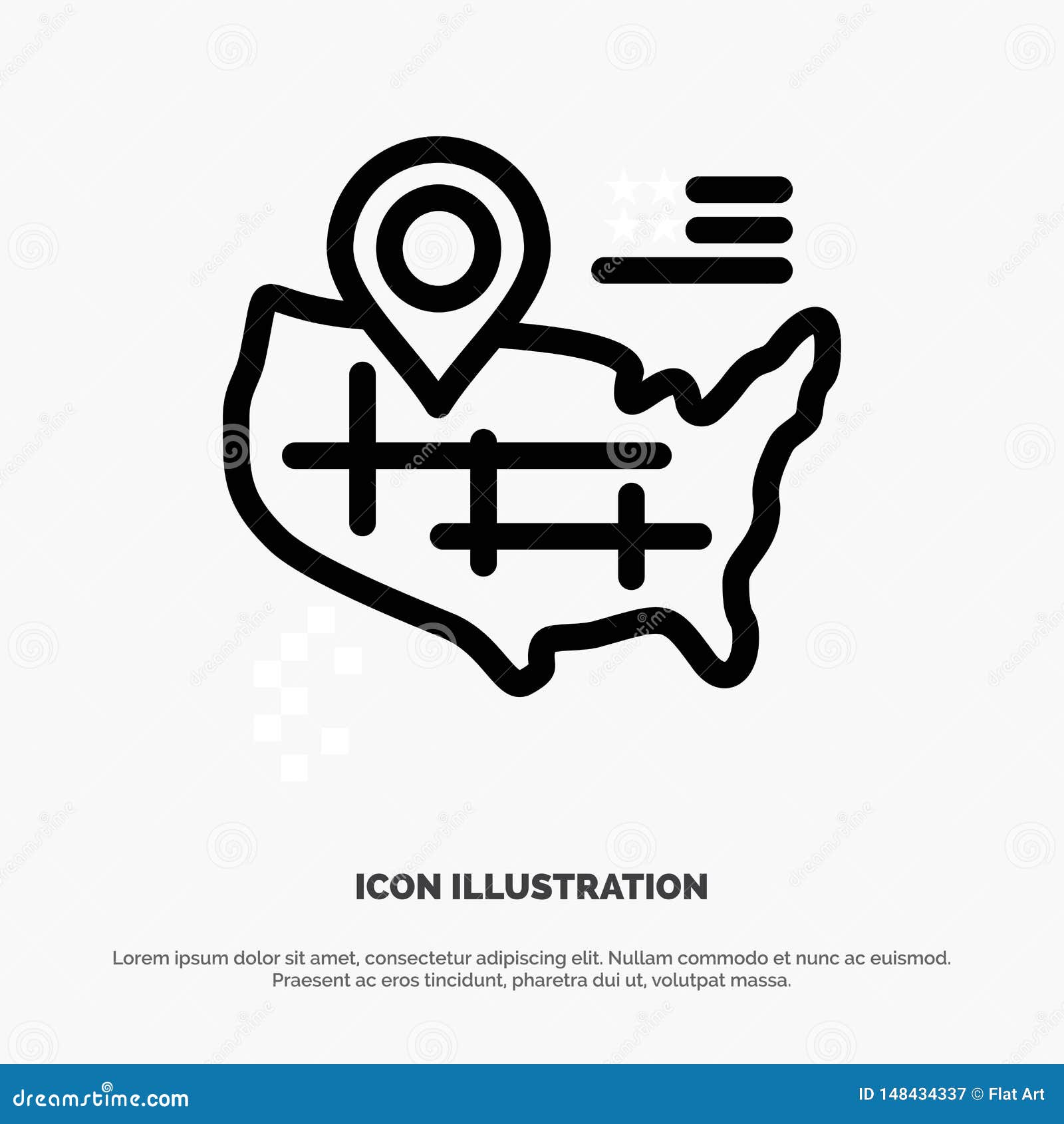 Location, Map, American Line Icon Vector Stock Vector - Illustration of ...