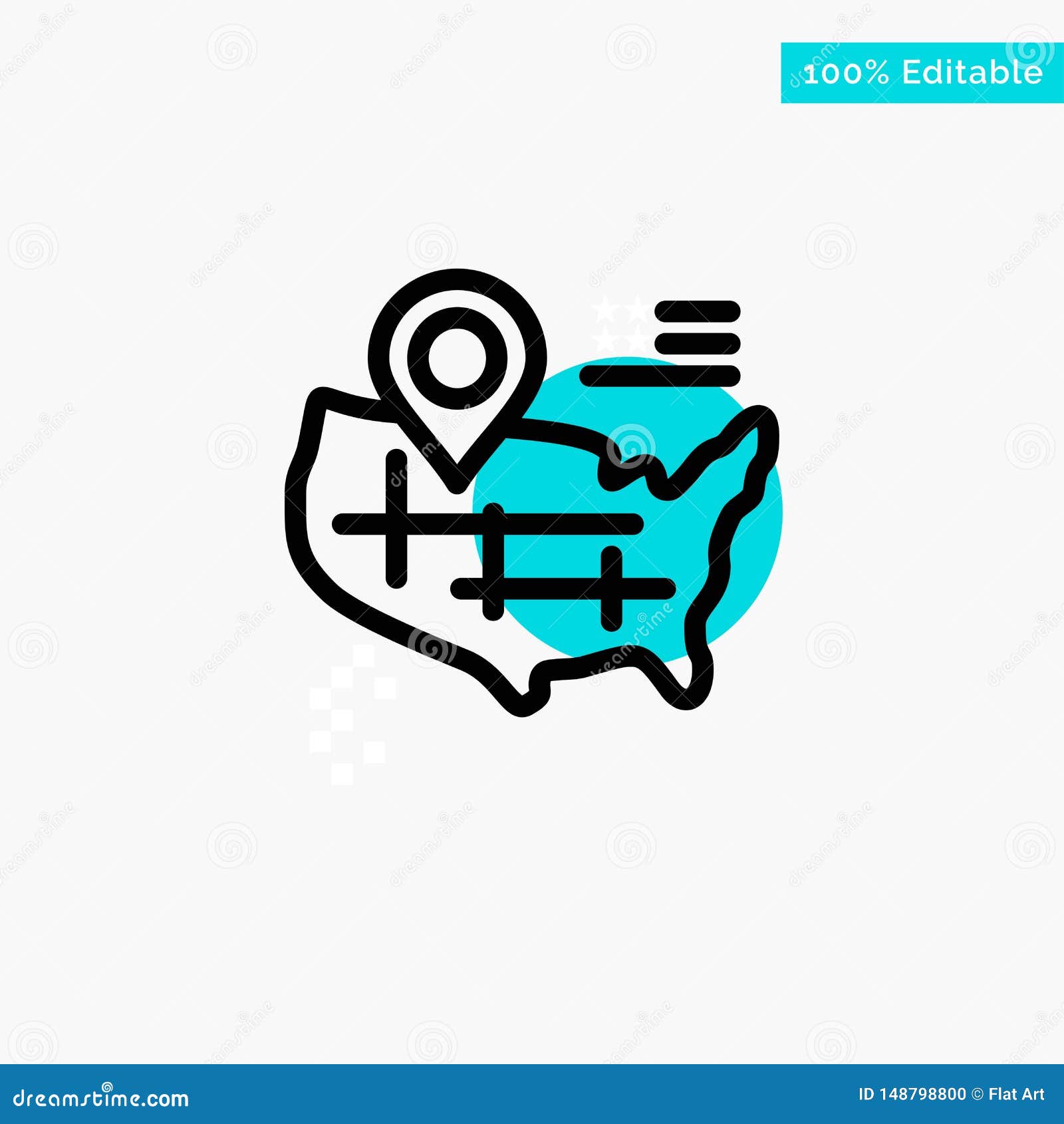 Location, Map, American Turquoise Highlight Circle Point Vector Icon ...