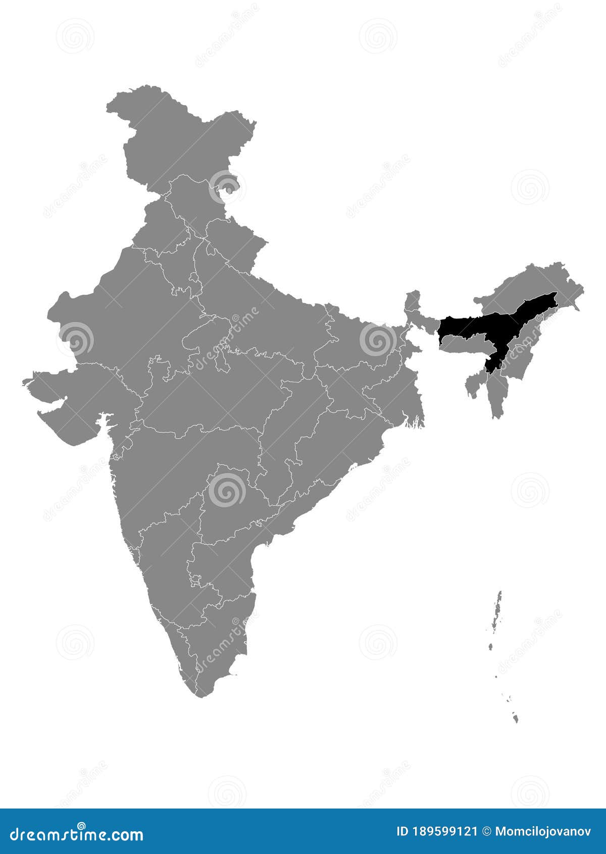 Location Map of Assam State Stock Vector - Illustration of jharkhand ...