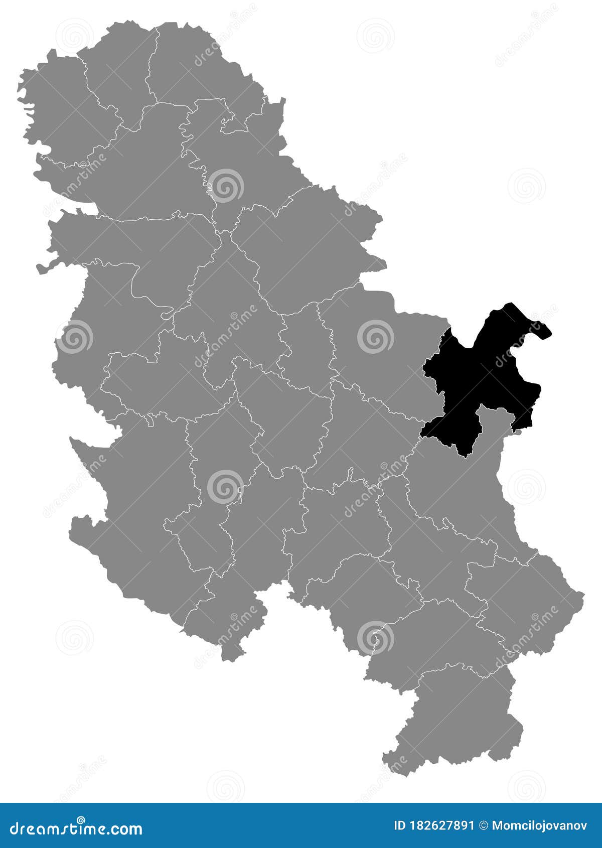 Location Map of Bor District Stock Vector - Illustration of labeled ...