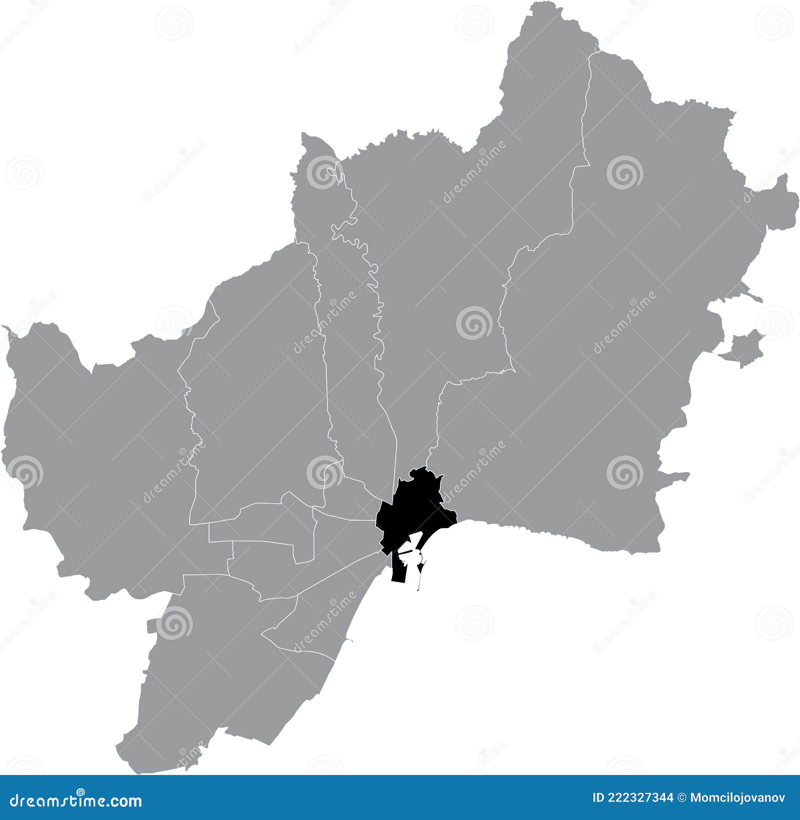 Location Map of the Centro District of Malaga, Spain Stock Vector ...