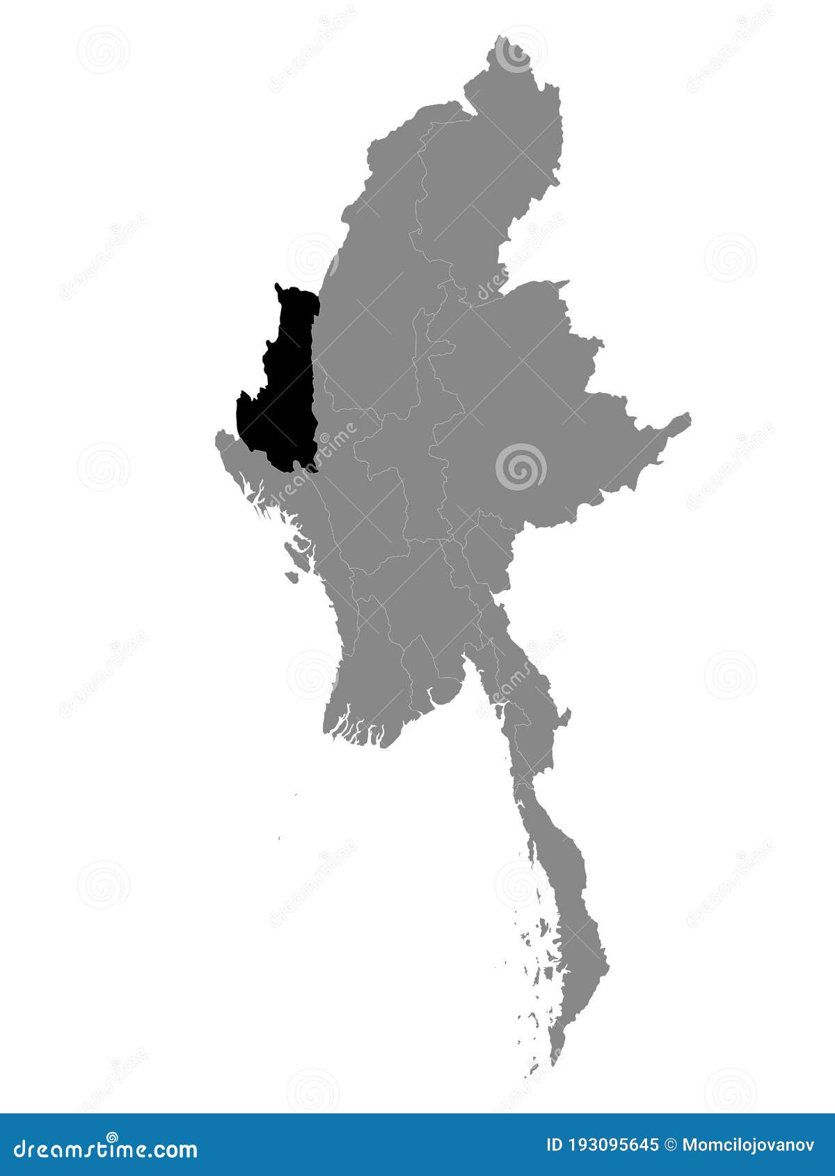 Location Map of Chin State stock vector. Illustration of asia - 193095645