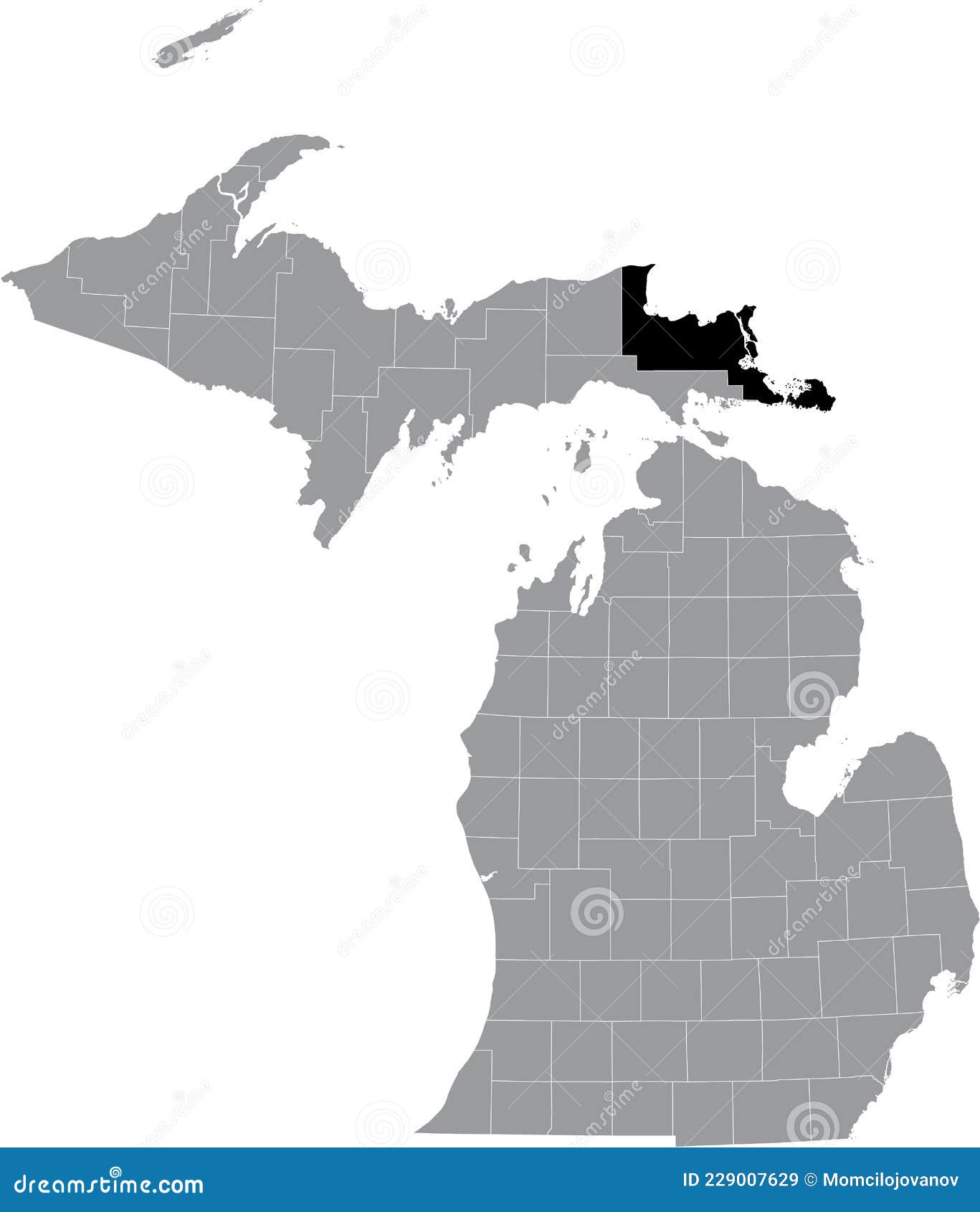 Location Map of the Chippewa County of Michigan, USA Stock Vector ...