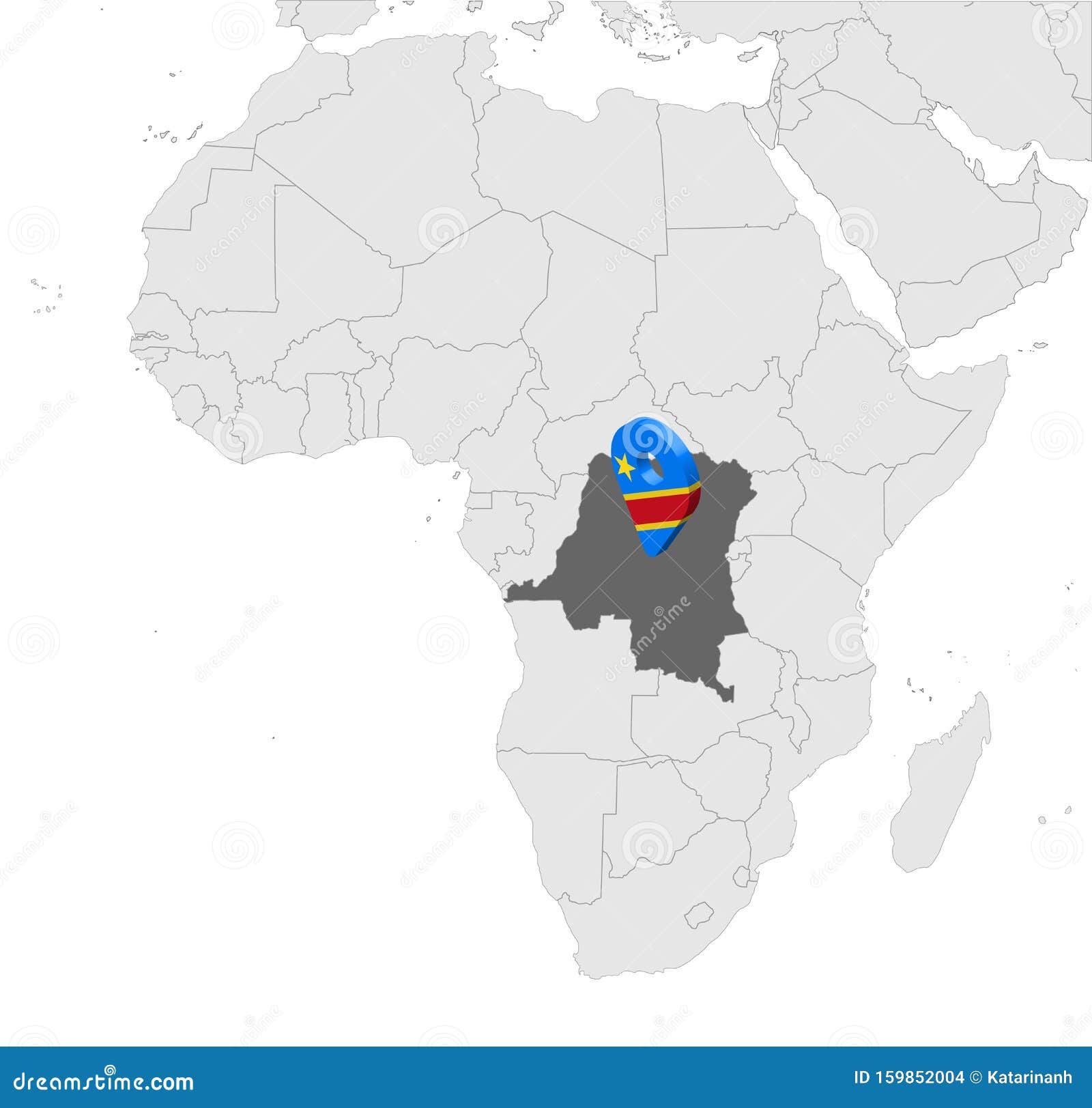 Location Map Democratic Republic Of The Congo On Map Africa 3d
