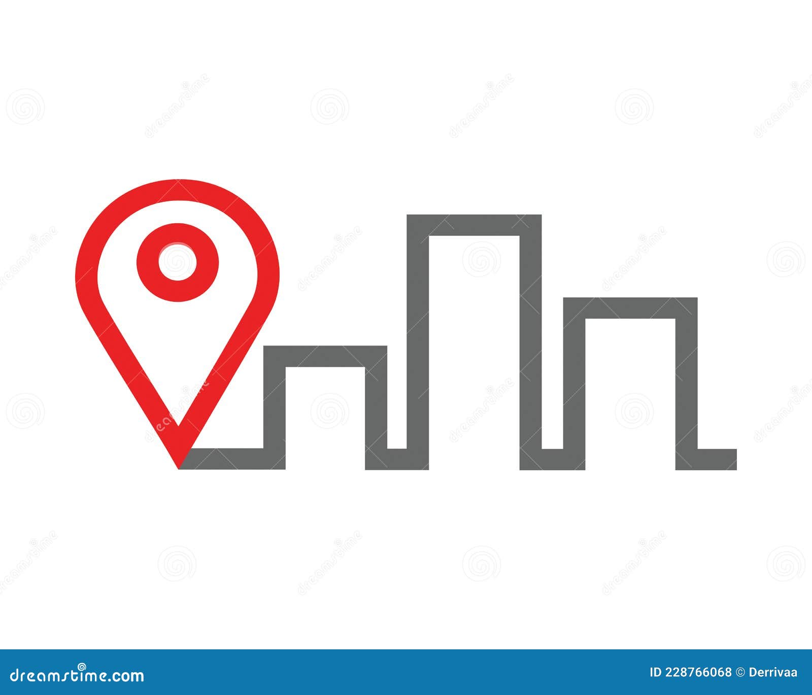 Location, Map and Direction Combined with Buildings Symbol Stock Vector ...
