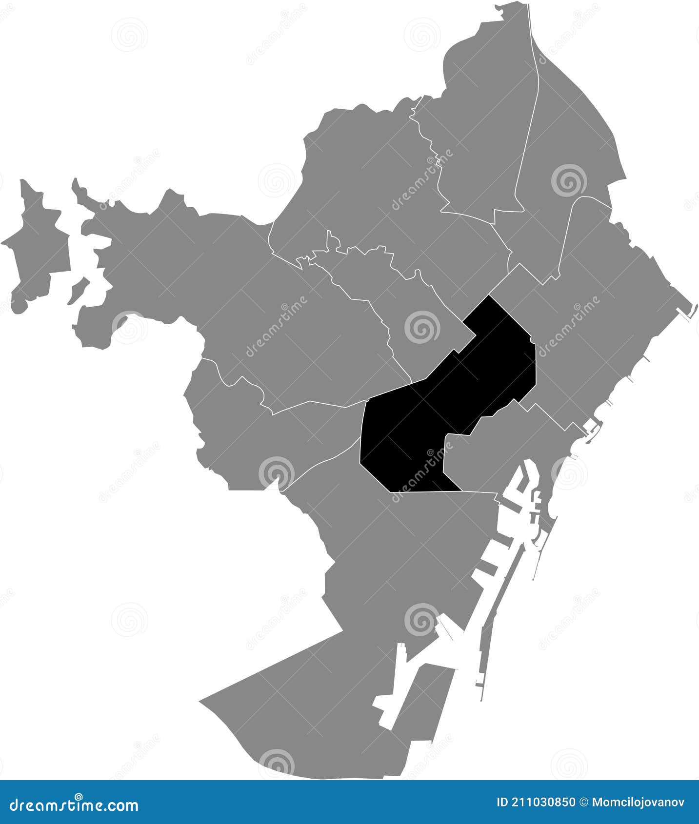 Location Map of the Eixample District of Barcelona, Spain Stock Vector ...