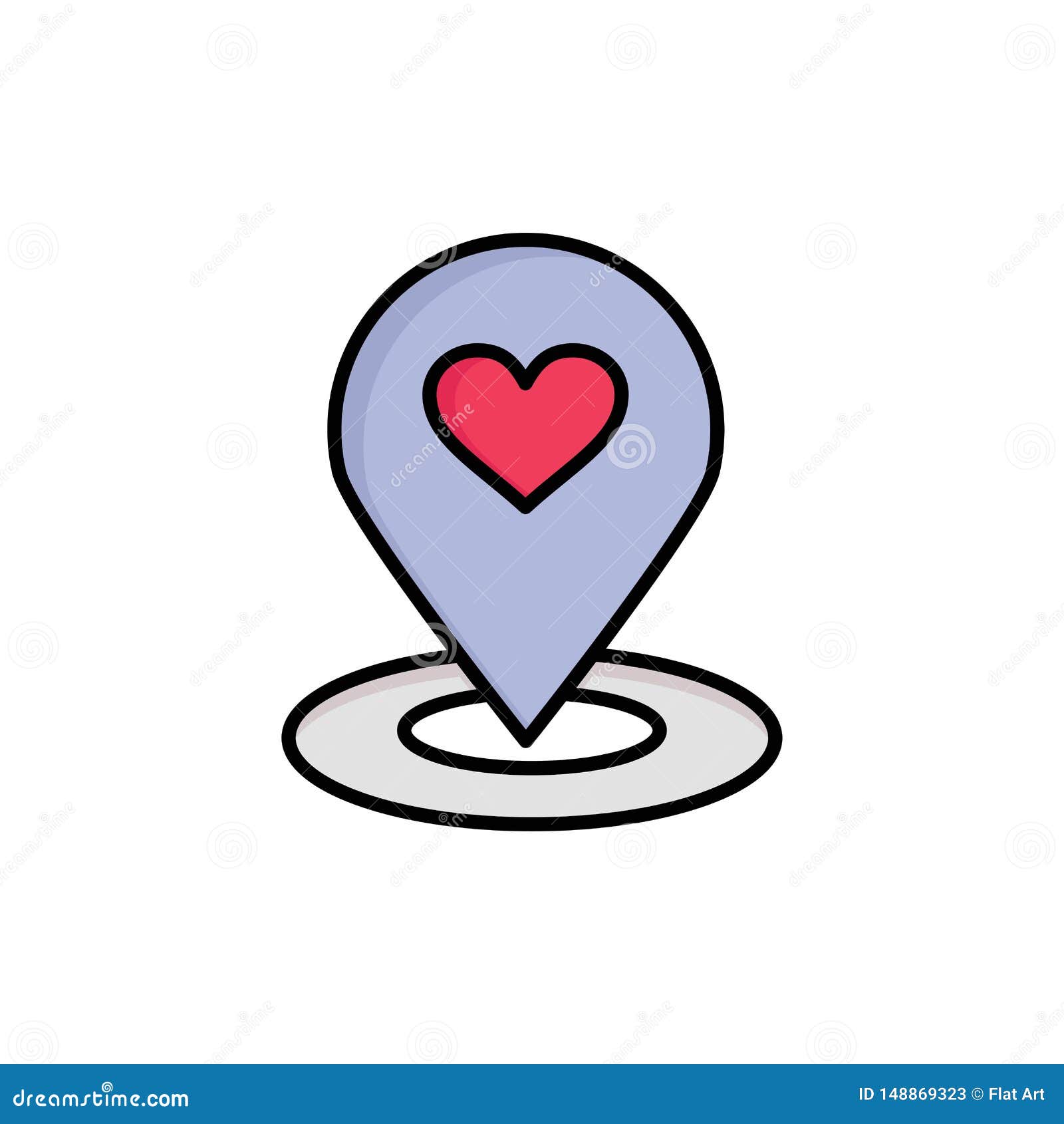 Location, Map, Location Finder, Pin, Heart Flat Color Icon. Vector Icon ...