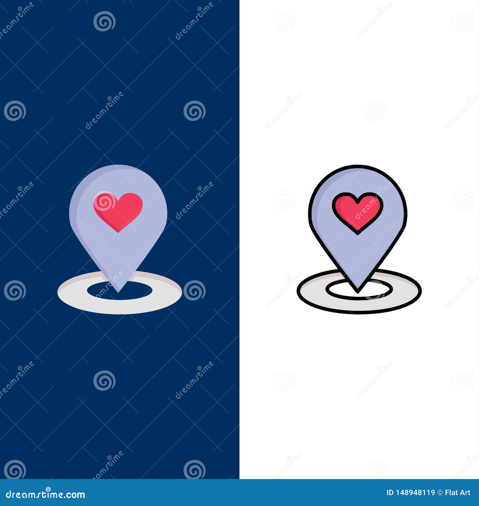 Location Map Location Finder Pin Heart Icons Flat And Line Filled Icon Set Vector Blue 6161