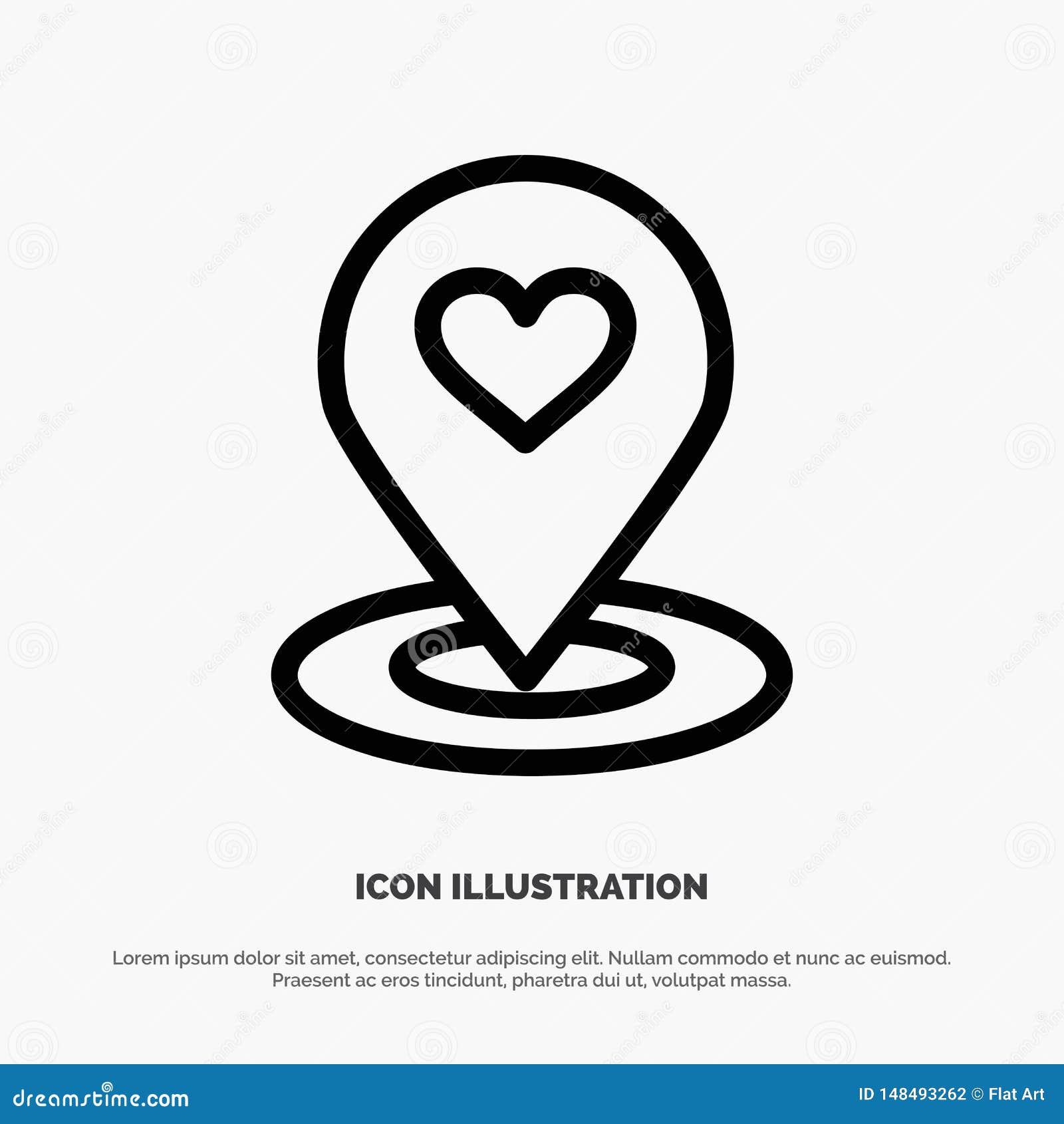 Location, Map, Location Finder, Pin, Heart Line Icon Vector Stock ...