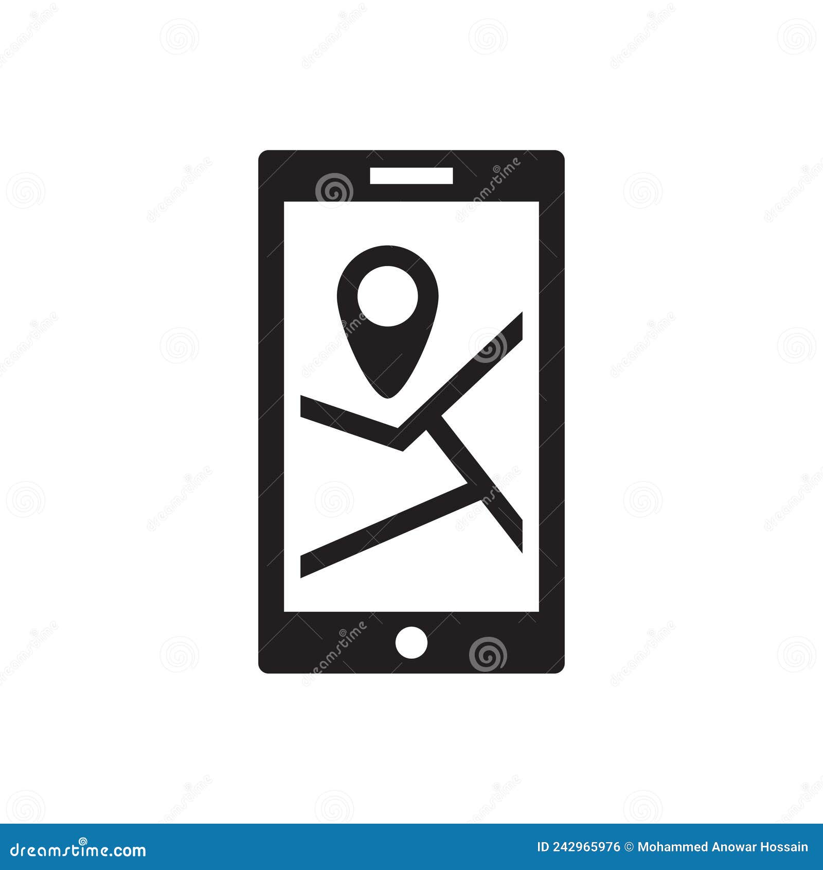 Location Map Icon Mobile Display Sign Symbol Vector Stock Illustration ...
