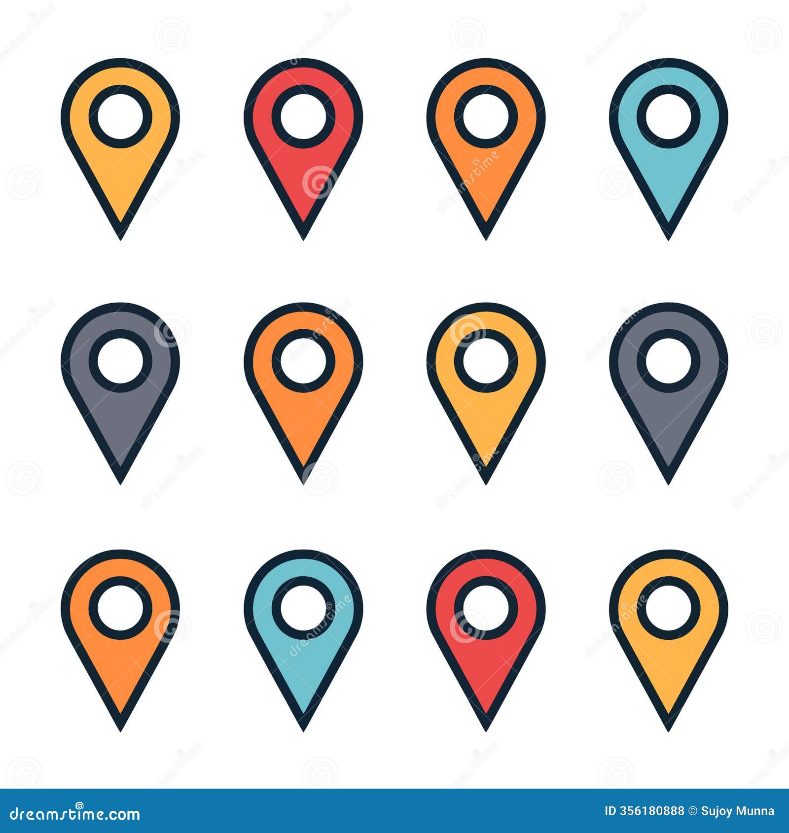 Location map icon set stock photo. Image of location - 356180888