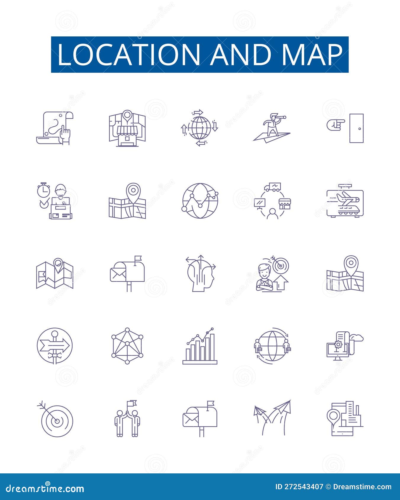 Location And Map Line Icons Signs Set. Design Collection Of Map ... Location And Map Line Icons Signs Set. Design Collection Of Map ...