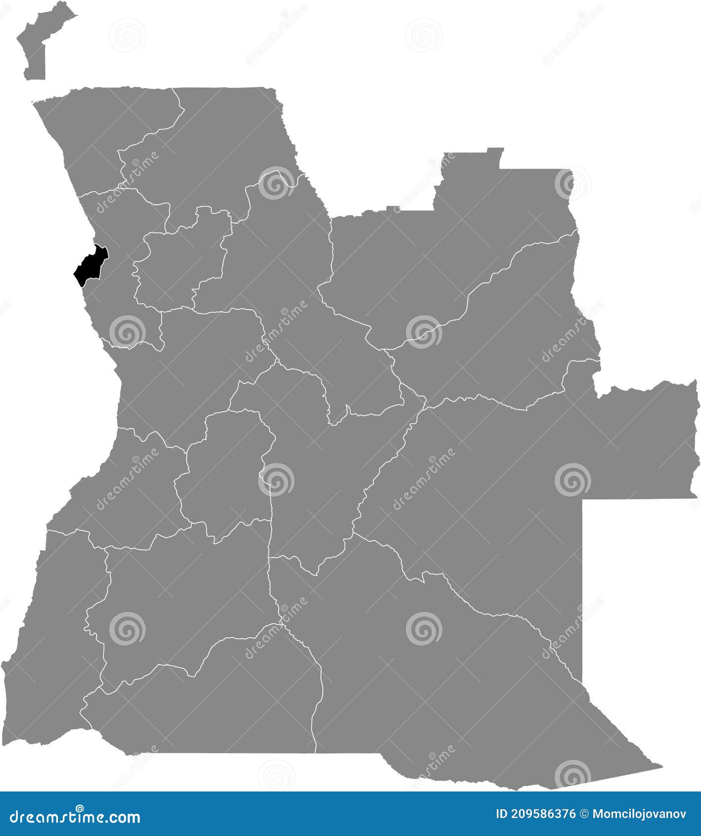 Location Map of Luanda Province Stock Vector - Illustration of bié ...