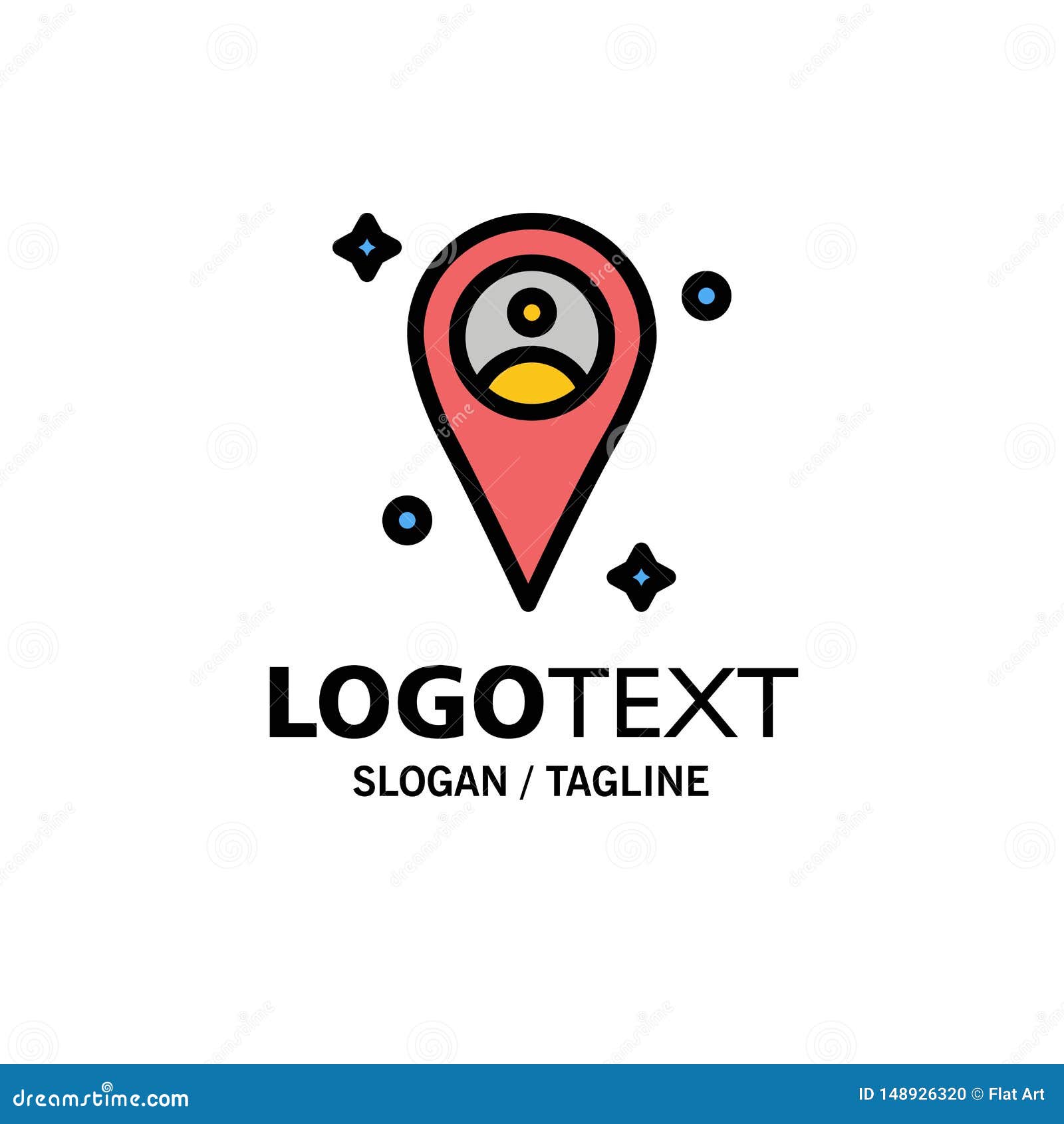 Location, Map, Man Business Logo Template. Flat Color Stock Vector ...