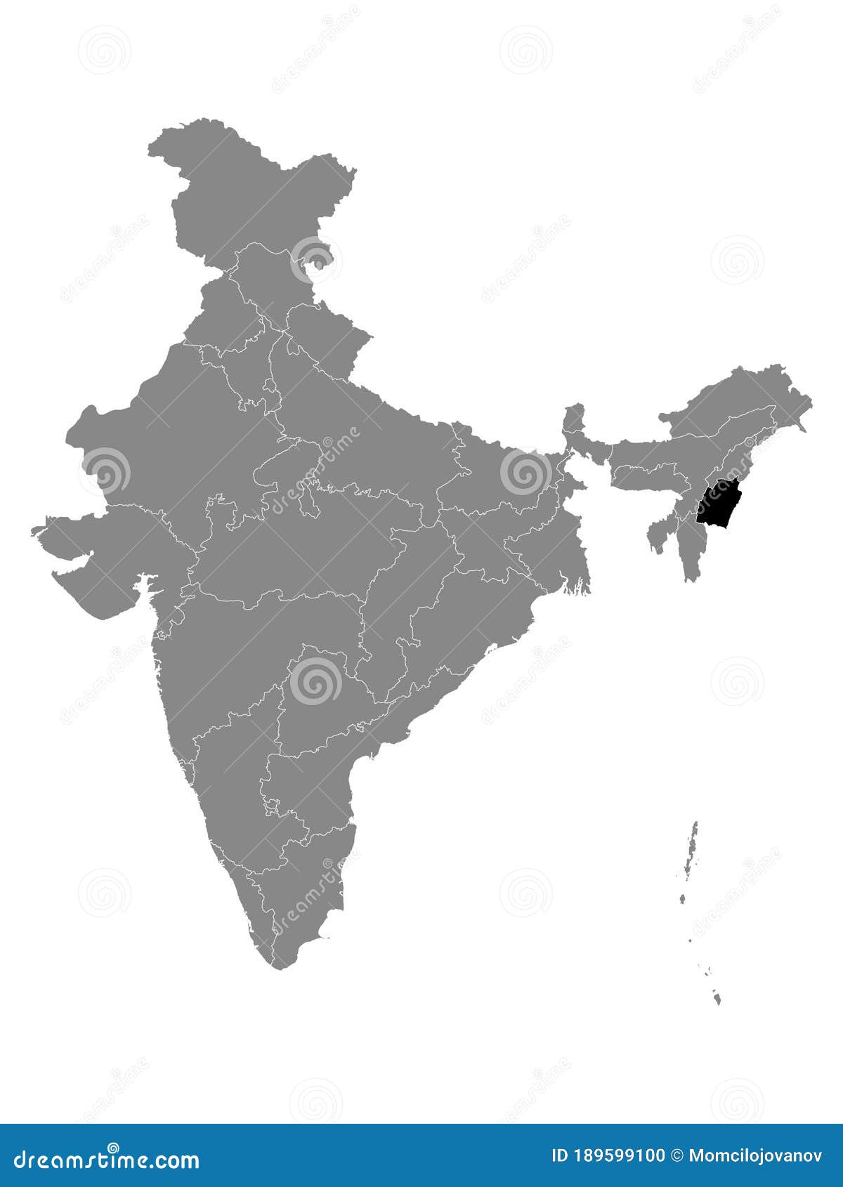 Location Map of Manipur State Stock Vector - Illustration of asia ...
