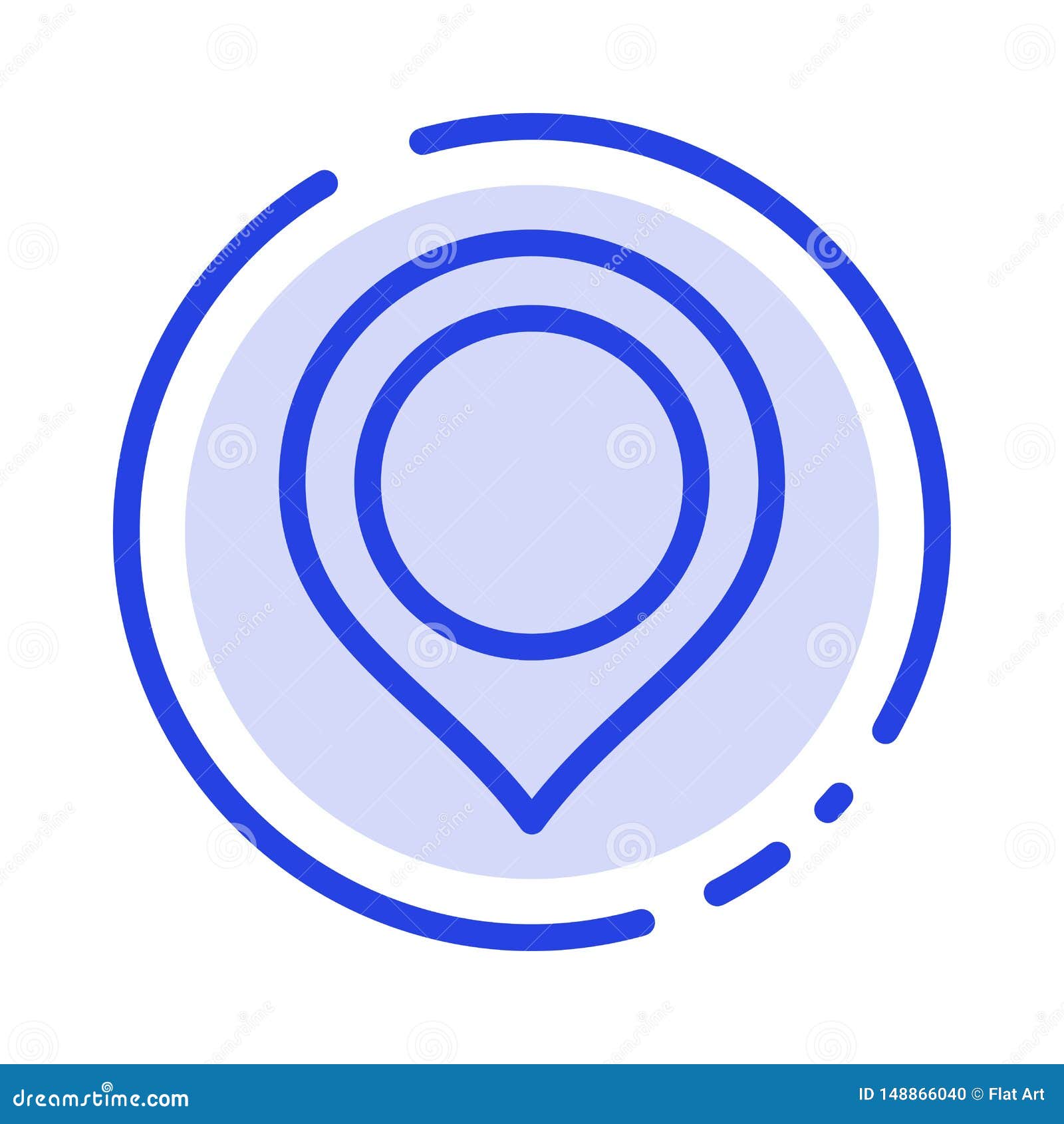 Location, Map, Marker, Mark Blue Dotted Line Line Icon Stock Vector ...