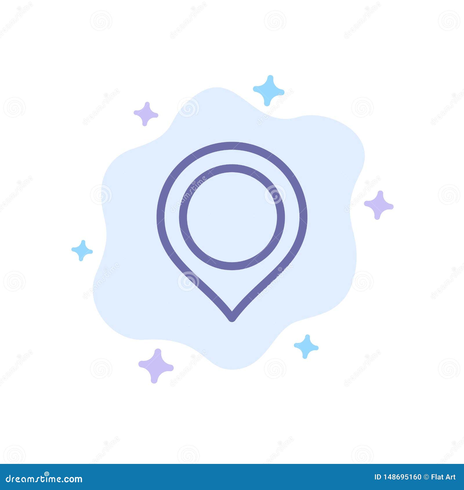 Location, Map, Marker, Mark Blue Icon on Abstract Cloud Background ...
