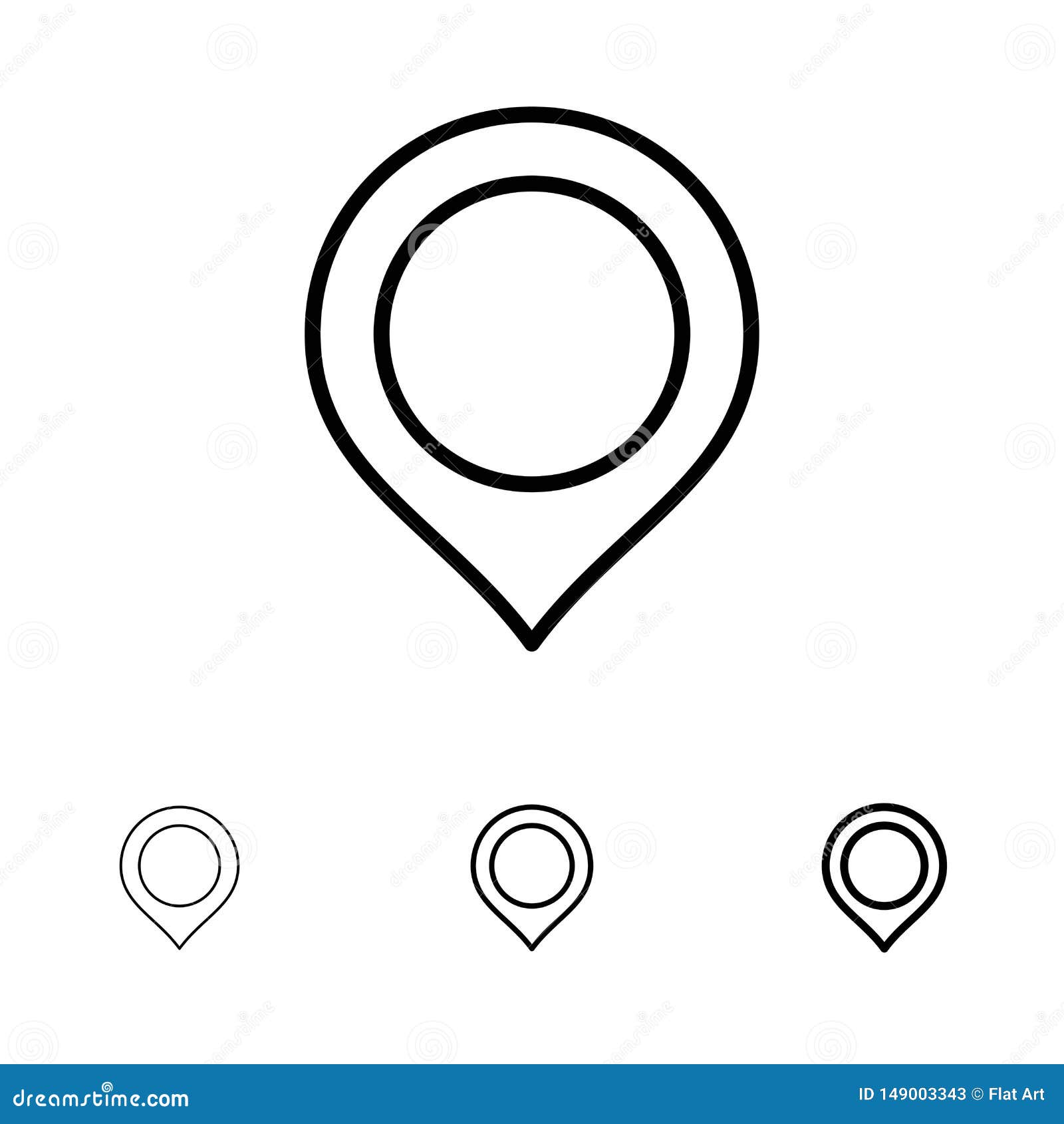Location, Map, Marker, Mark Bold and Thin Black Line Icon Set Stock ...