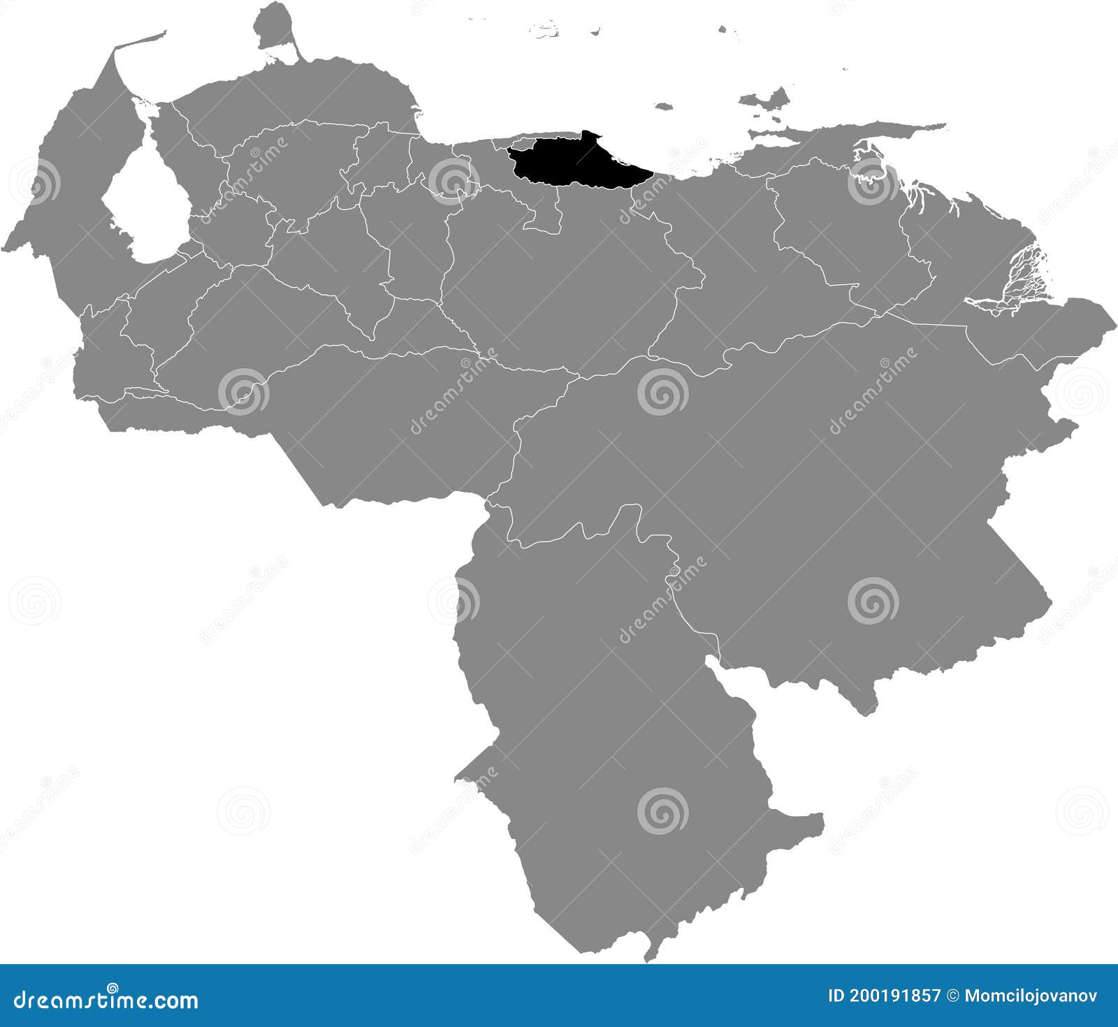 Location Map of Miranda State Stock Vector - Illustration of durazno ...