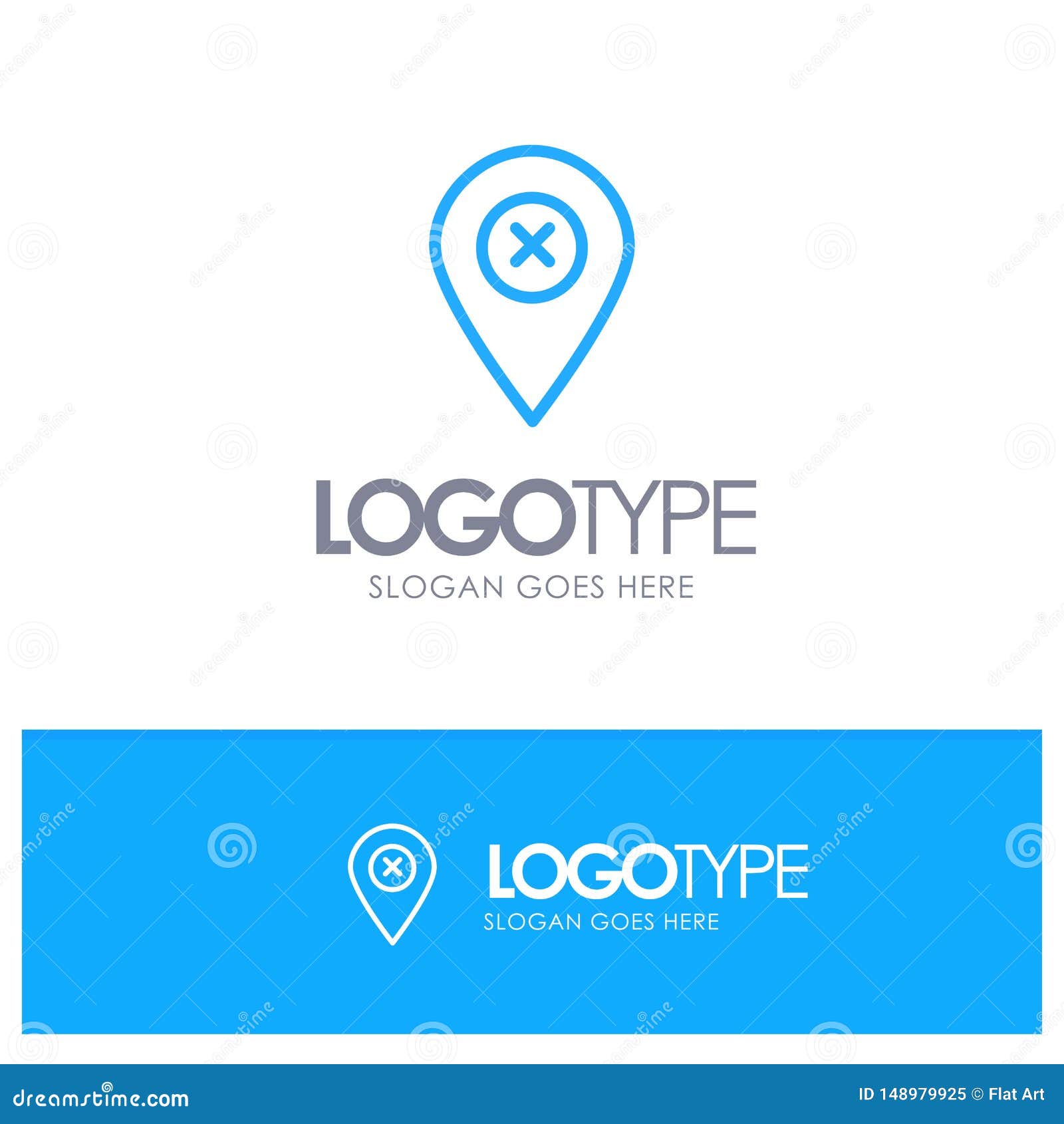 Location, Map, Navigation, Pin Blue Outline Logo Place for Tagline ...