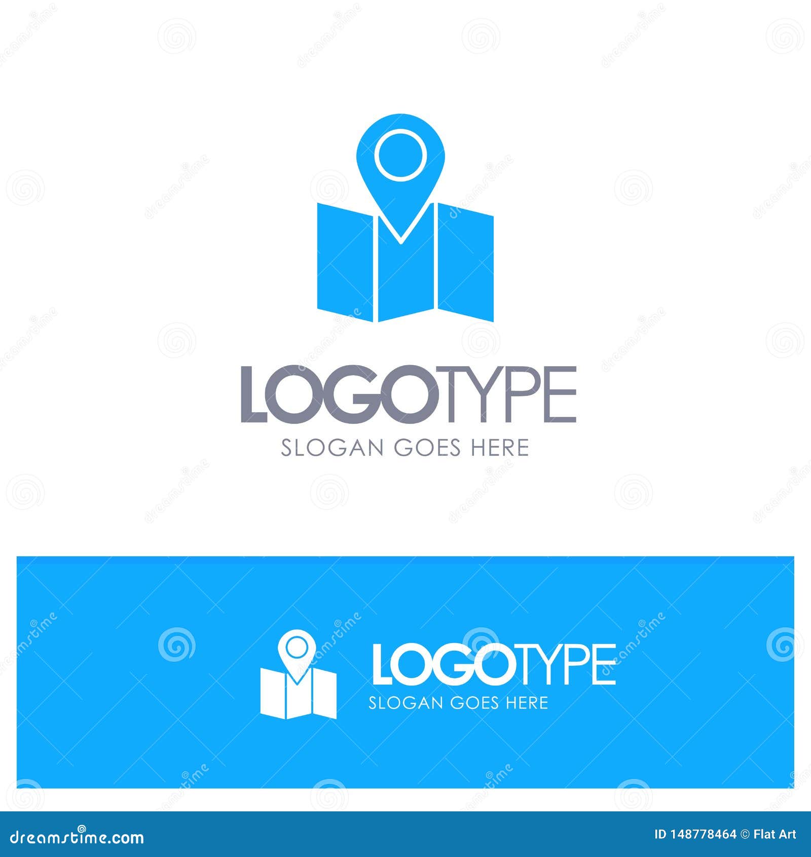 Location, Map, Pointer Blue Solid Logo with Place for Tagline Stock ...