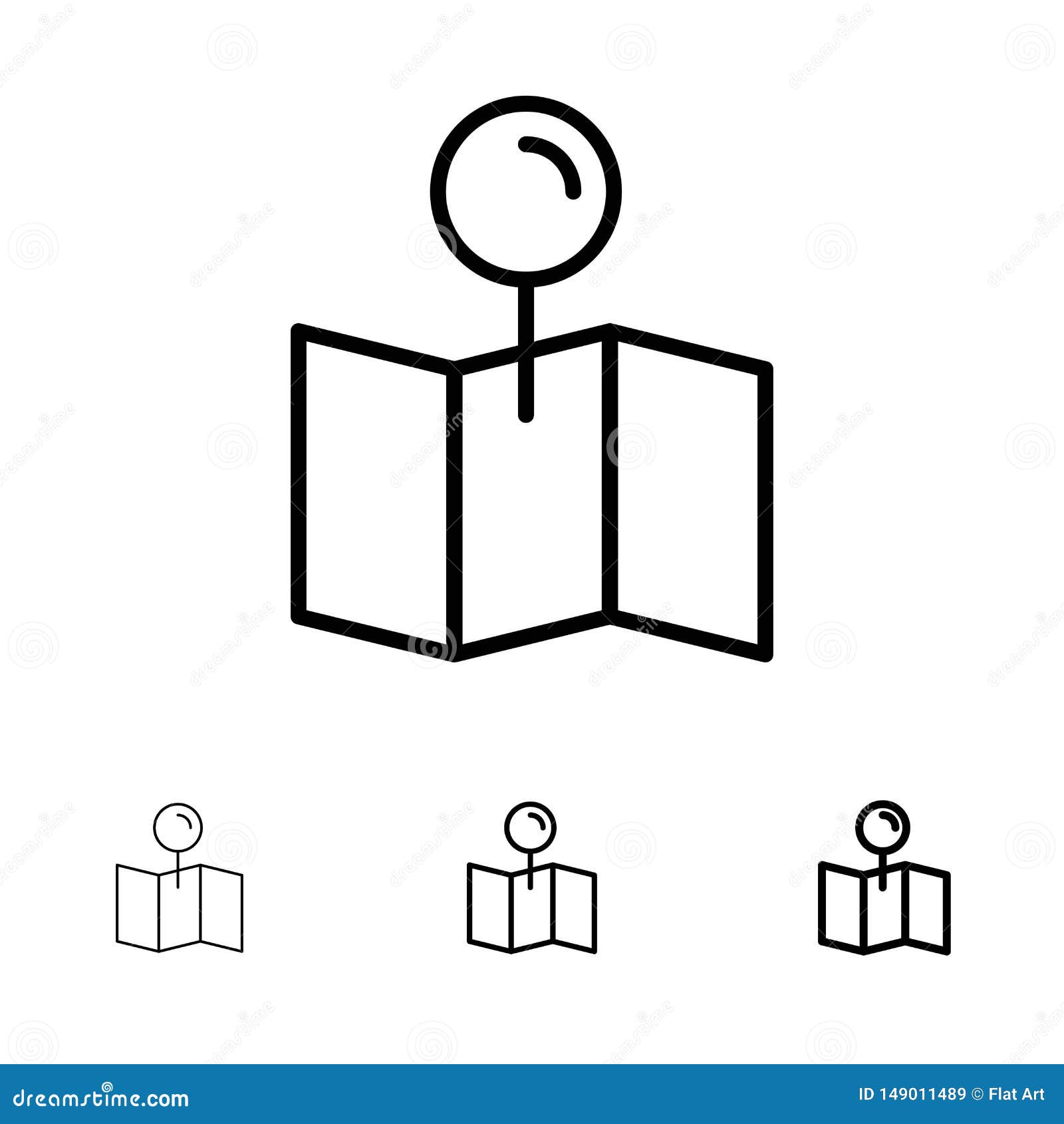 Location, Map, Pointer, Pin Bold and Thin Black Line Icon Set Stock ...