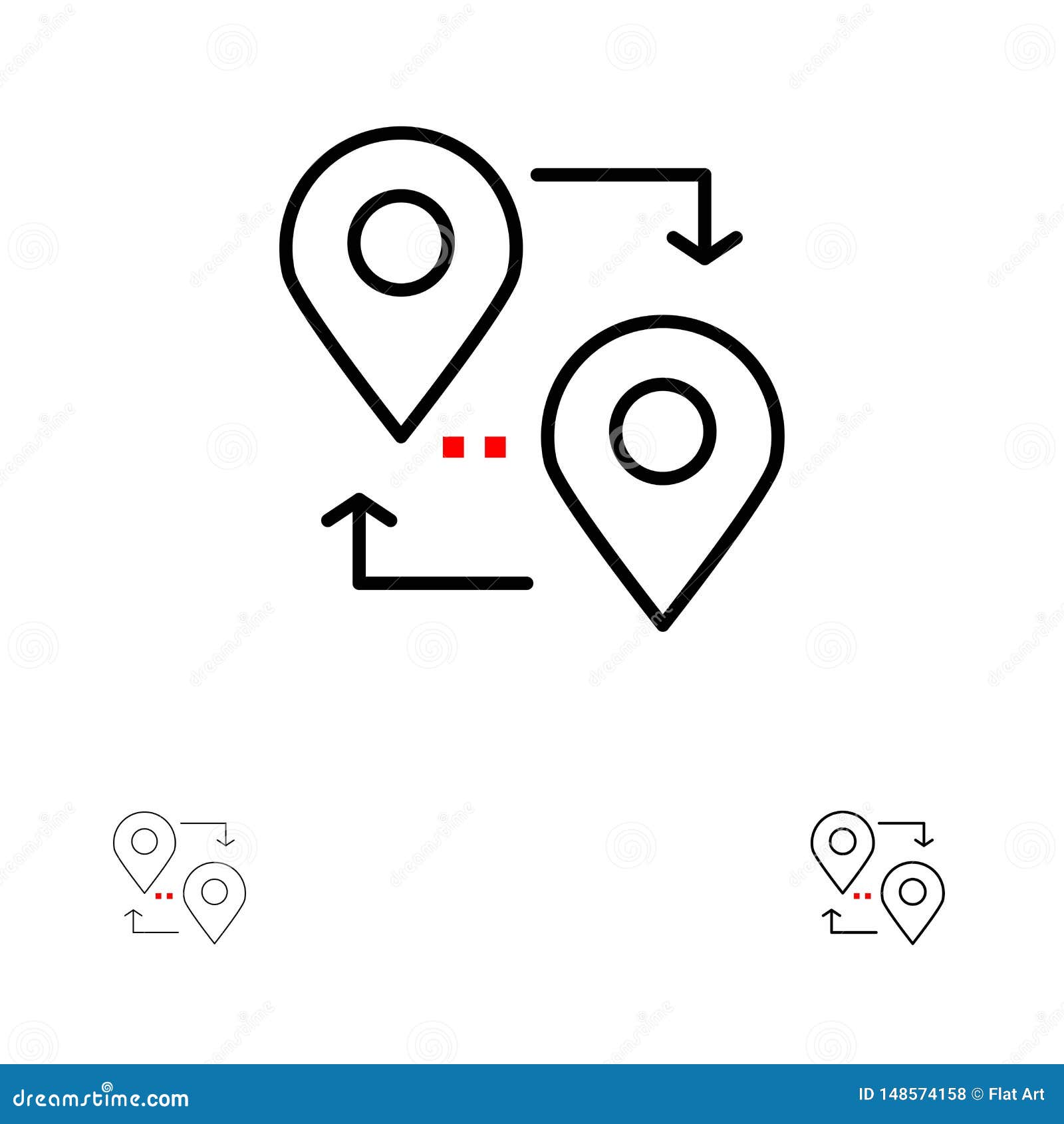 Location, Map, Pointer, Travel Bold and Thin Black Line Icon Set Stock ...