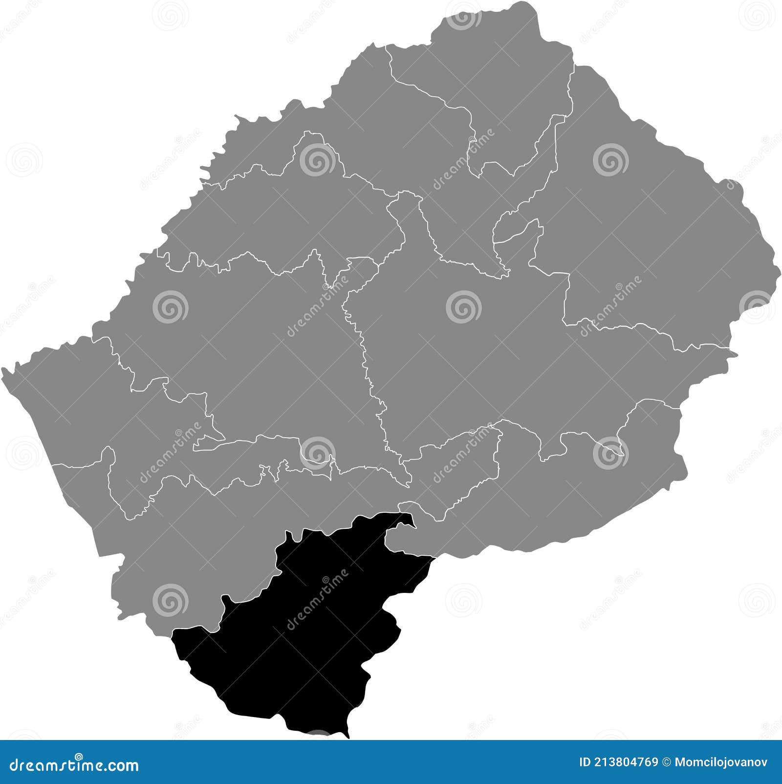 Location Map of the Quthing District of Lesotho Stock Vector ...