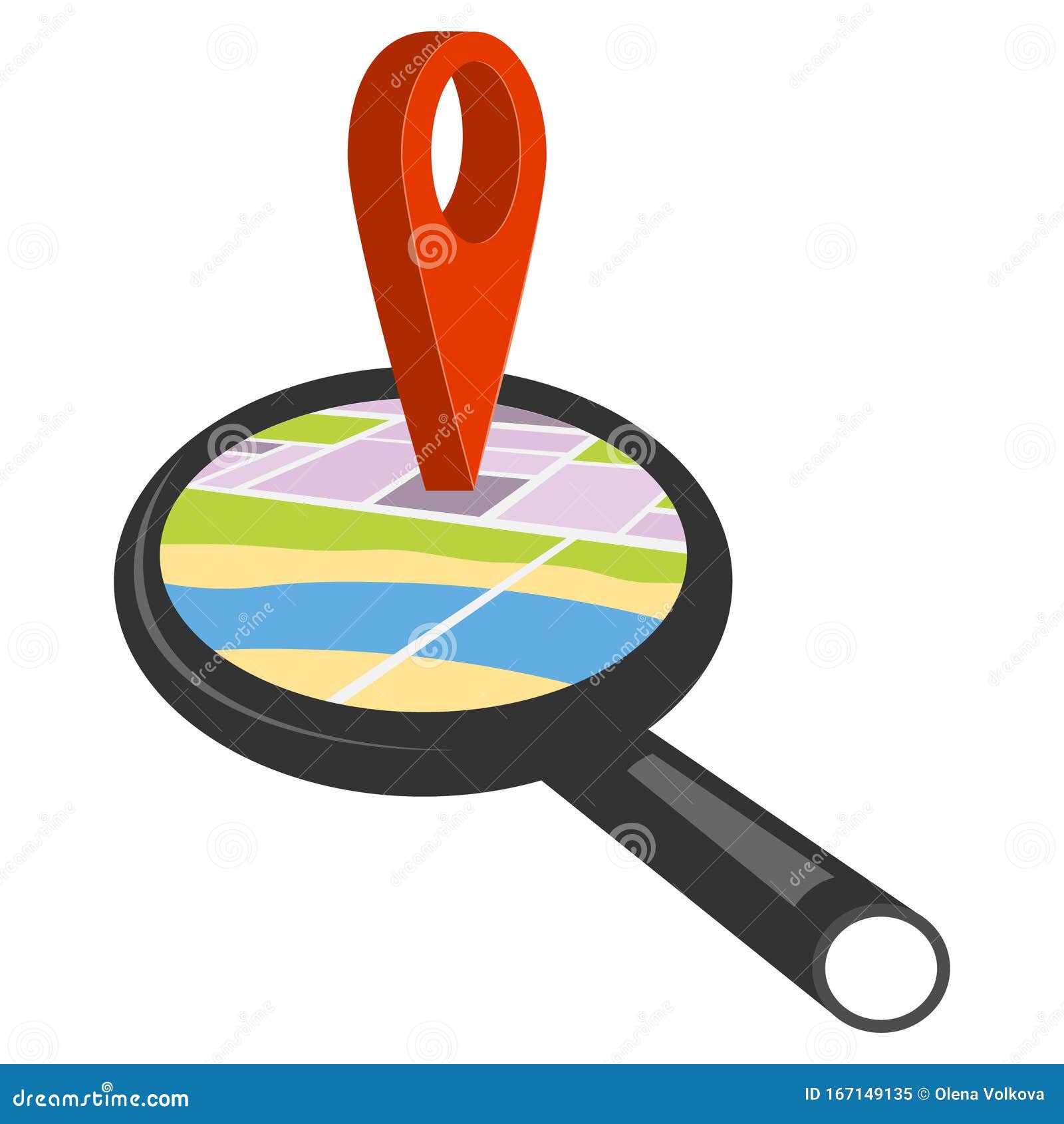 Location on the Map. Map Search through a Magnifying Glass. Search for ...