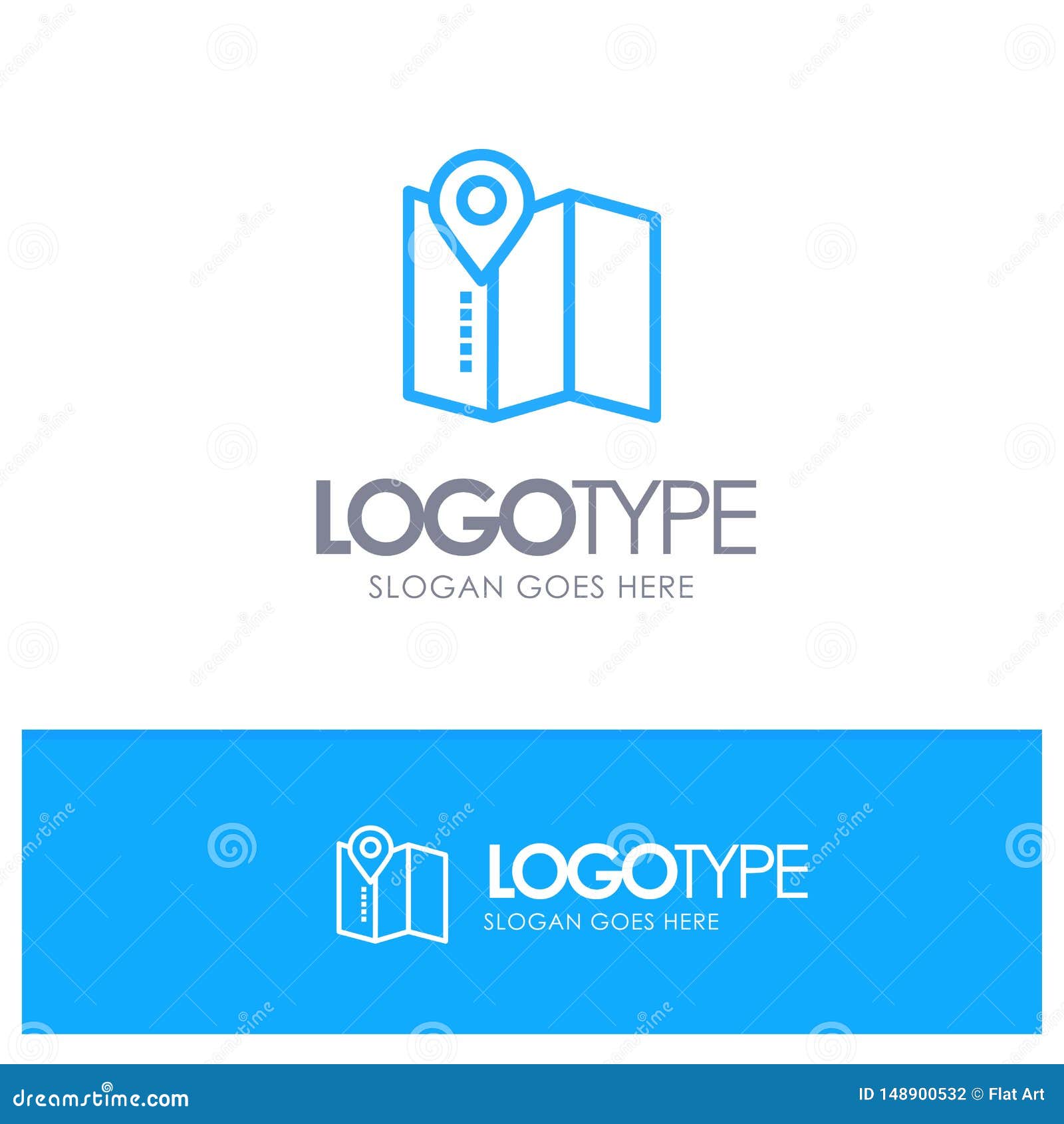 Location, Map, Service Pin Blue Logo Line Style Stock Vector ...