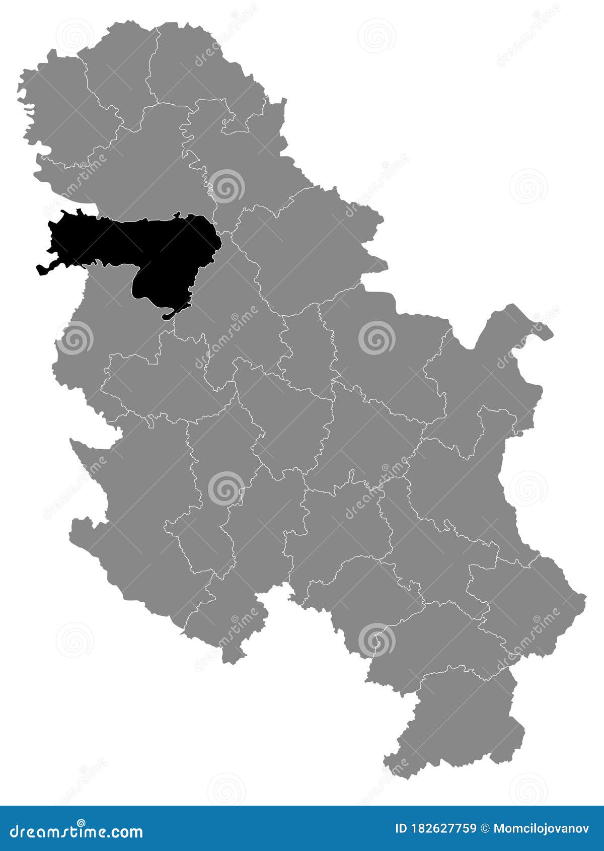 Srem District Republic Of Serbia, Districts In Vojvodina Map Vector ...