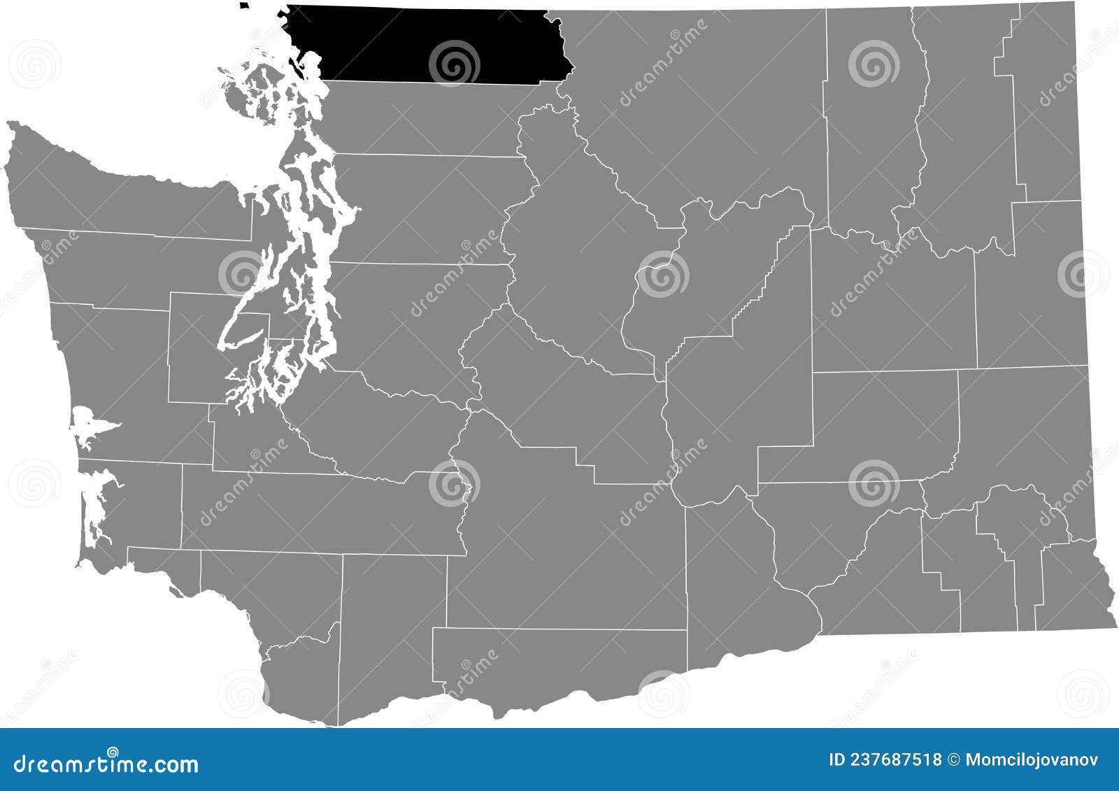 Location Map of the Whatcom County of Washington, USA Stock Vector ...