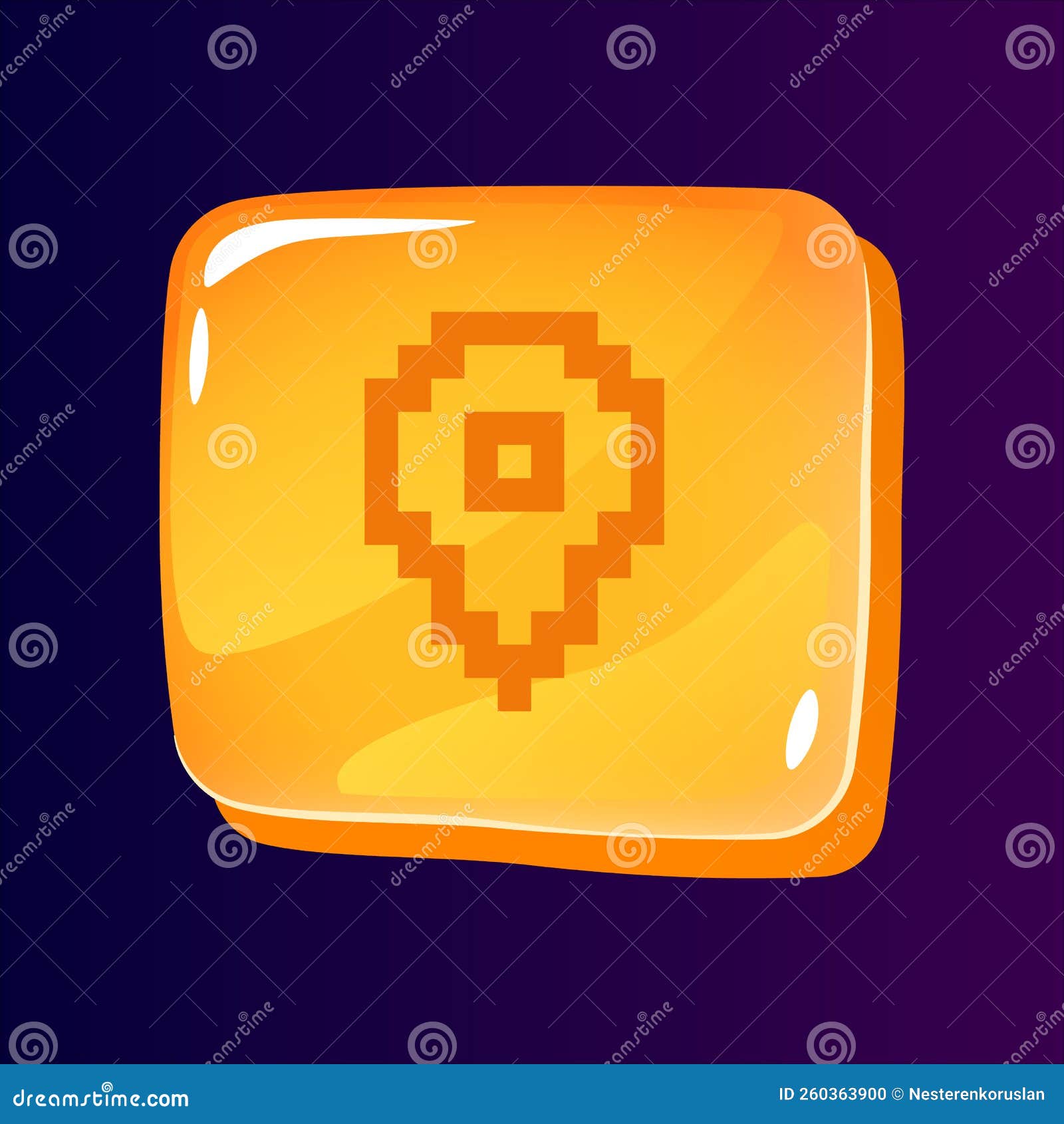 Location Mark Glossy Ui Button with Pixelated Icon Stock Vector - Illustration of symbol ...