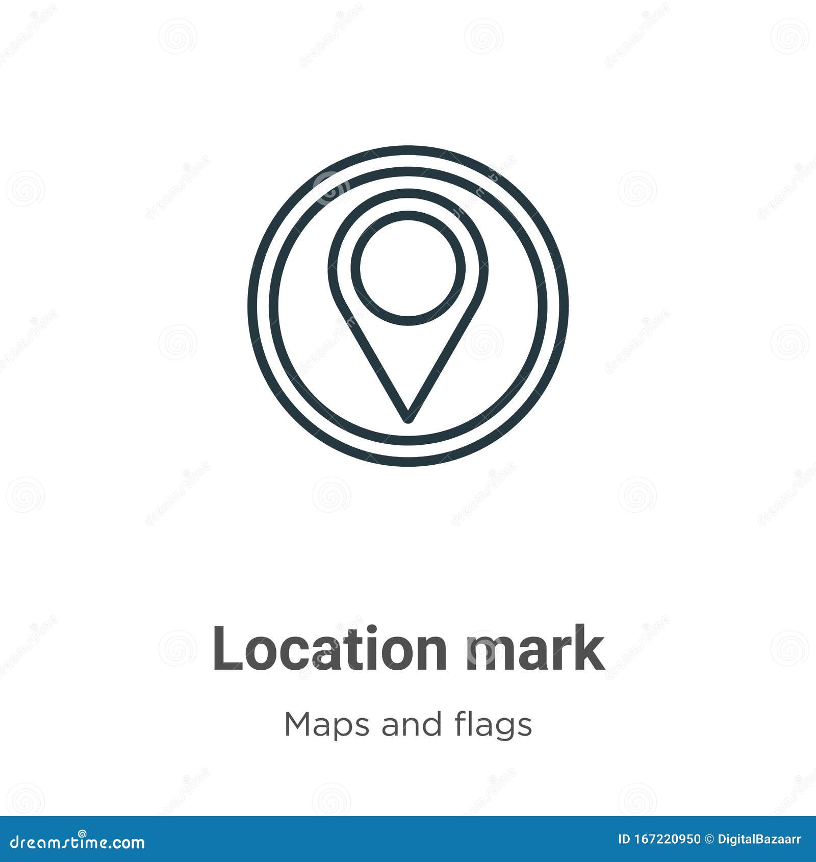 Location Mark Outline Vector Icon. Thin Line Black Location Mark Icon ...