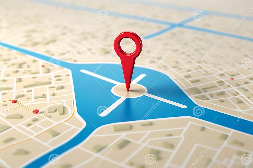 Location Marked. 3D Map Pointer on White Signifies Specific Spot Stock ...