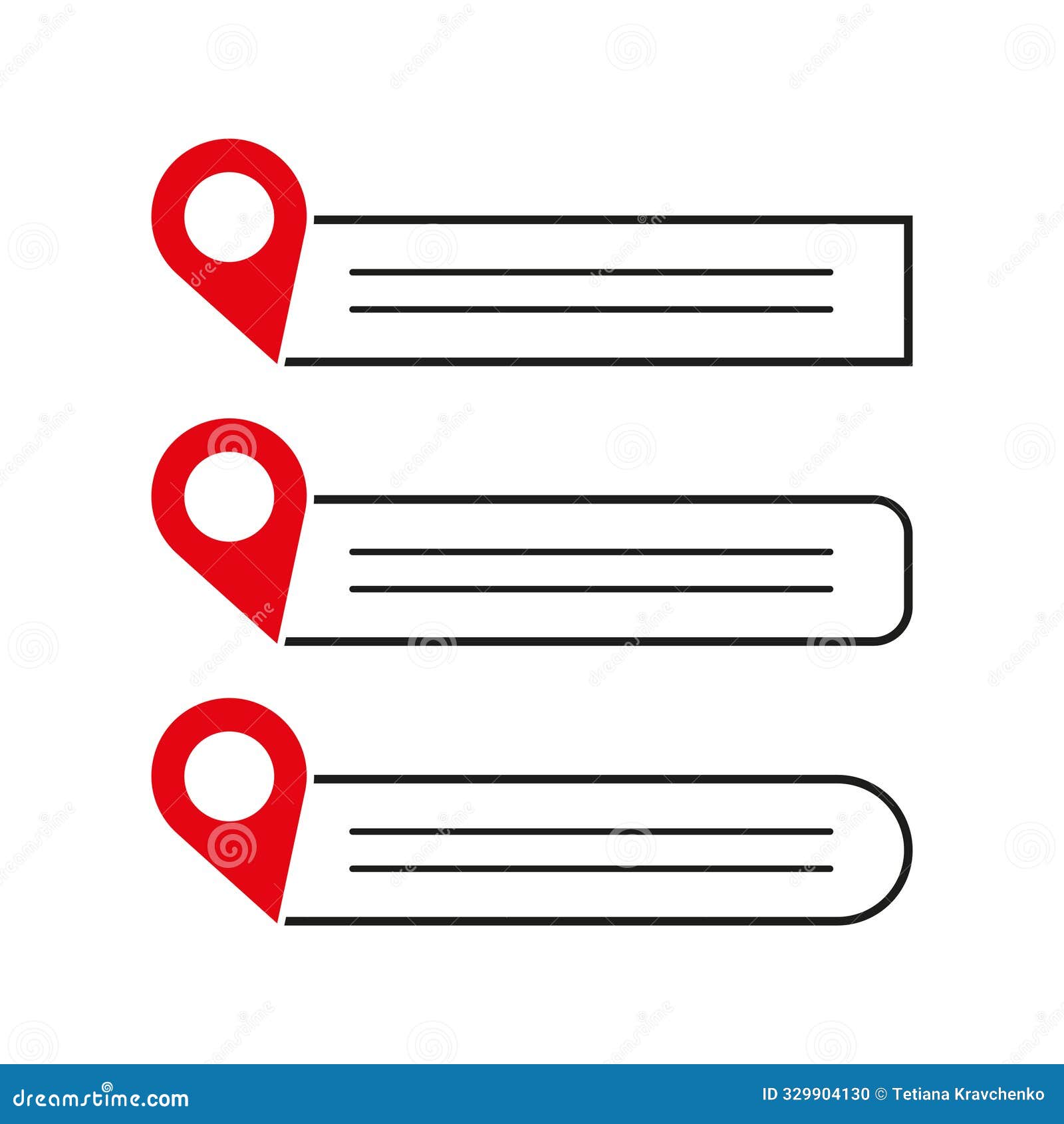 Location Marker Icons. Red and Black. Text Placeholders. Vector ...