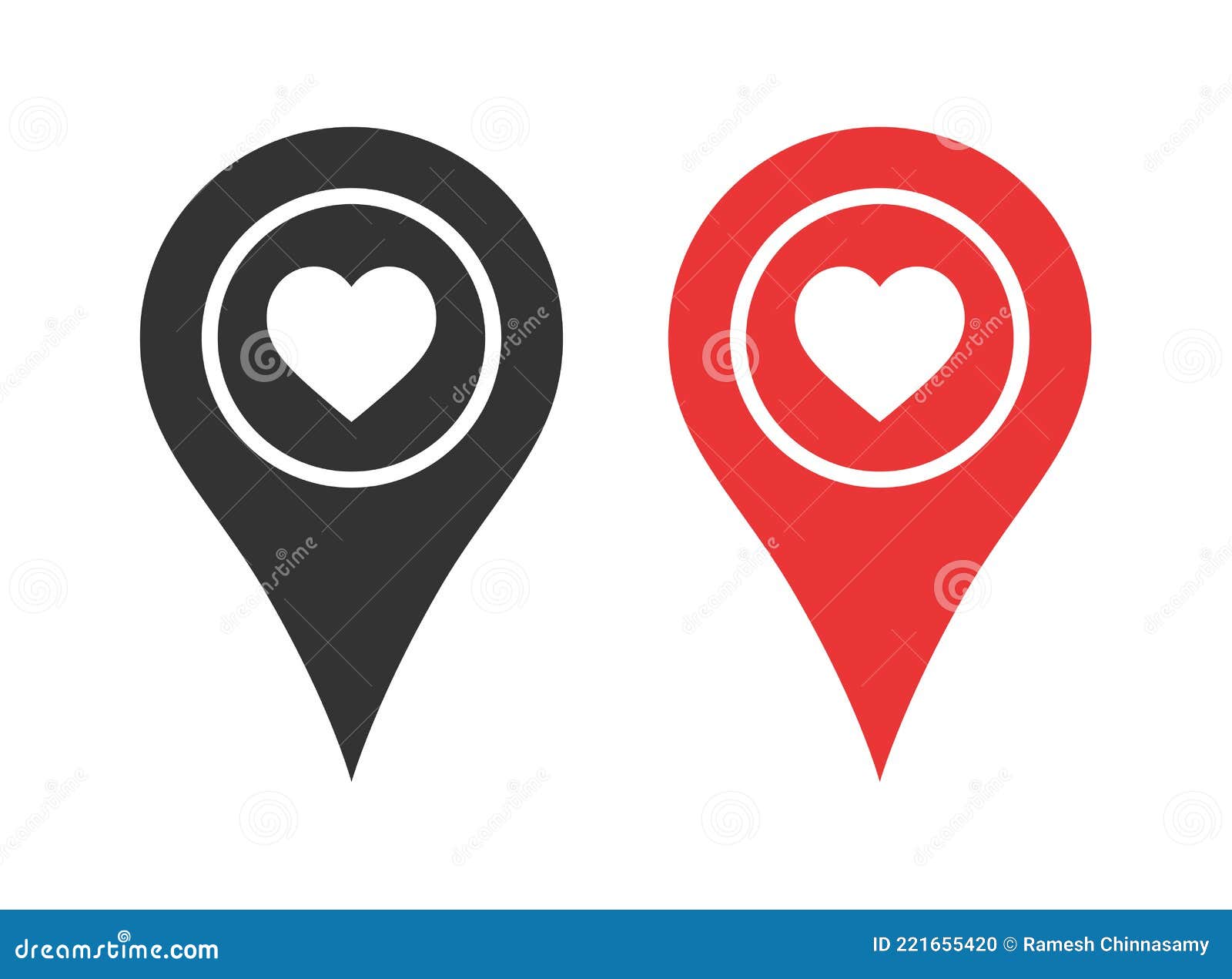 Location Marker Map Pin Pointer with Heart Icon Stock Vector ...