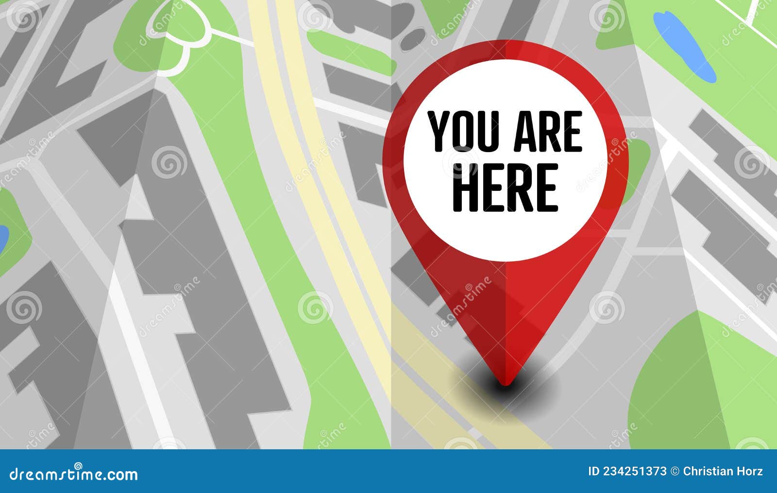 Location Marker with Text YOU are HERE on Generic Map Stock Vector ...