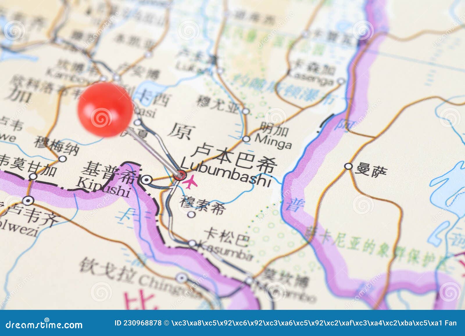 Location Marking of Congo City Lubumbashi on the Map Stock Photo ...