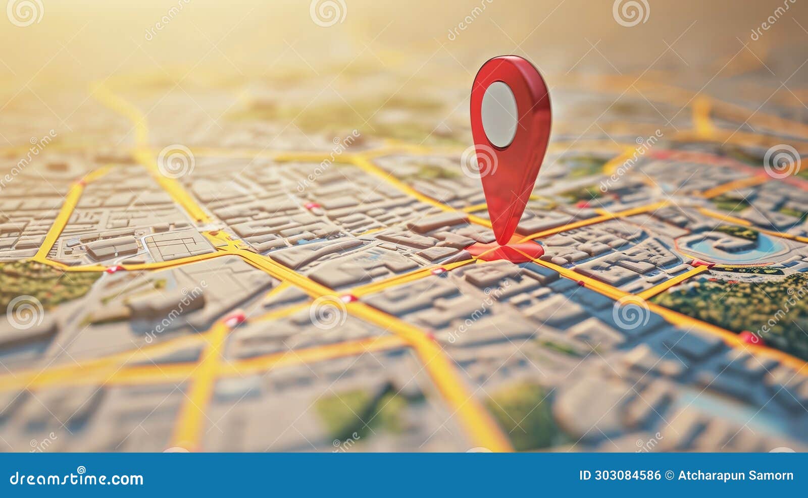 Location Marking on Paper Map, Concept of Navigation, Find Your Way ...