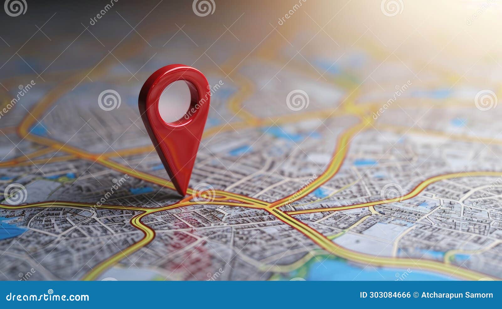 Location Marking on Paper Map, Concept of Navigation, Find Your Way ...