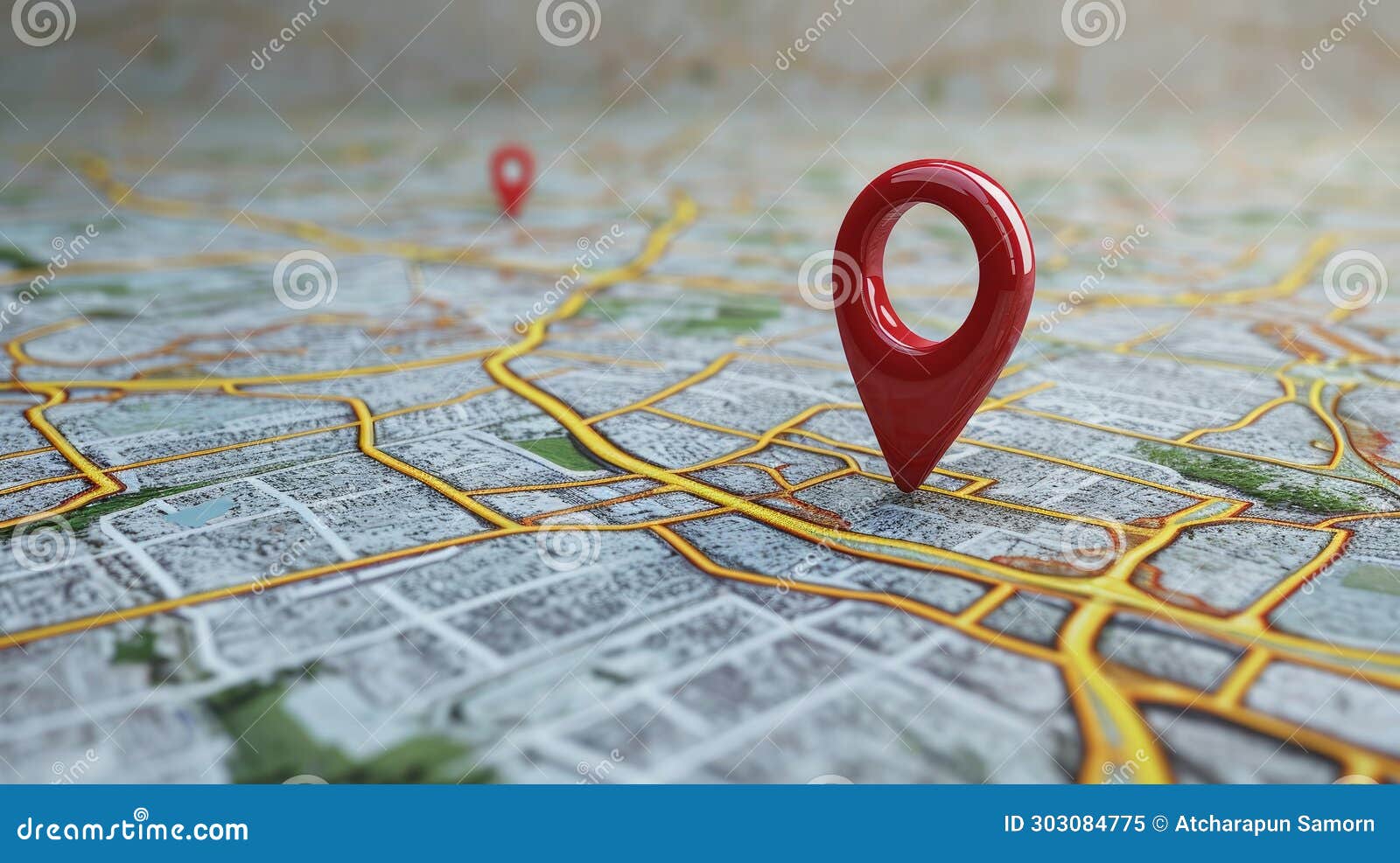 Location Marking on Paper Map, Concept of Navigation, Find Your Way ...