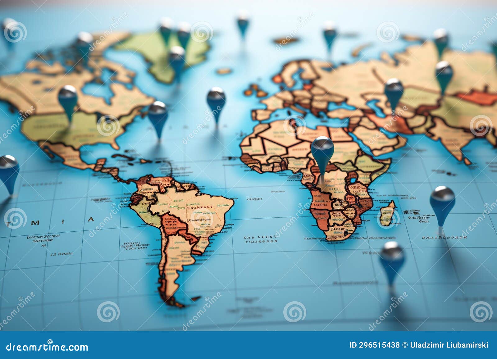 Location Marks on the World Map. Abstract Image of a World Map ...