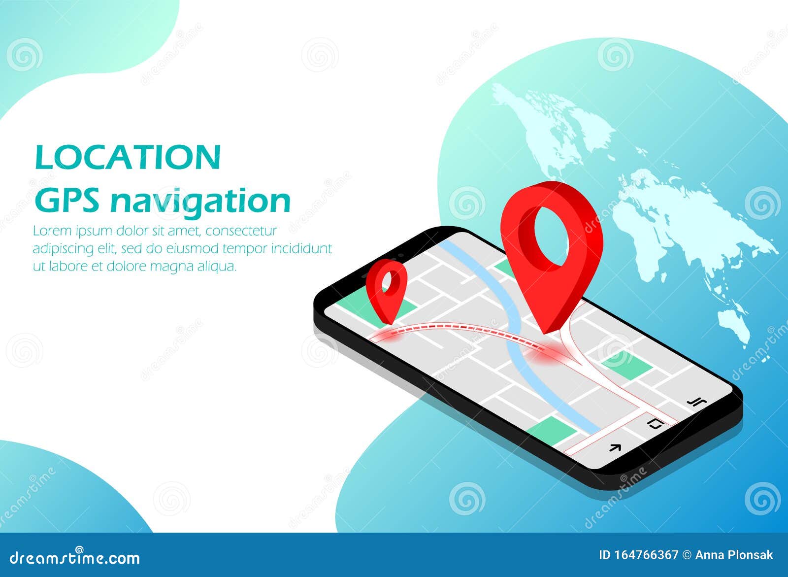 Location. Mobile Navigation. GPS. Isometric. Suitable for Website Page ...