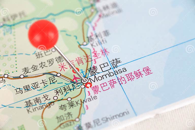 The Location of Mombasa in Kenya on the Map Stock Photo - Image of ...
