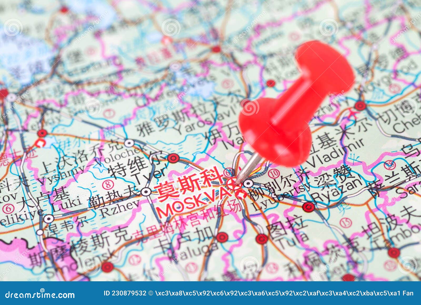 The Location of Moscow, the Capital of Russia, on the Map Stock Photo ...