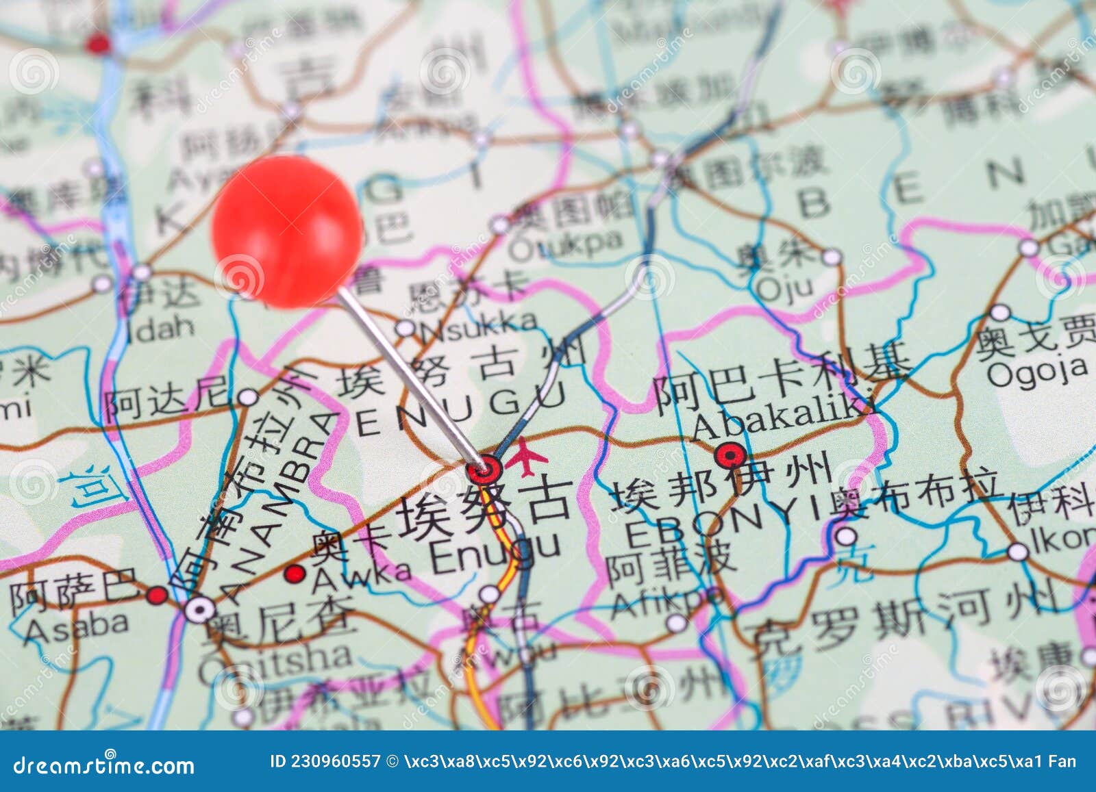 The Location of the Nigerian City of Enugu on the Map Stock Image ...