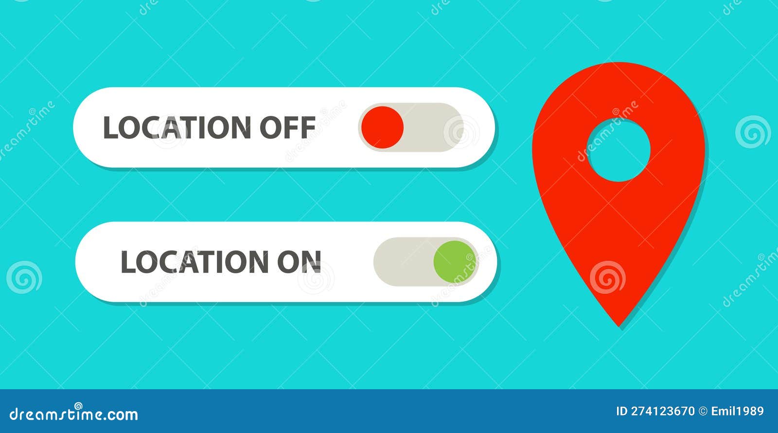 Location on Off Buttons with Pin Icon Stock Illustration - Illustration ...
