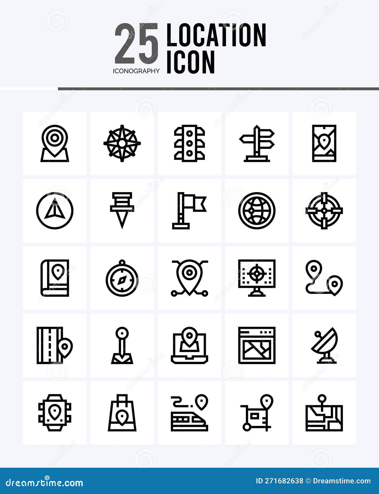 25 Location Outline Icons Pack Vector Illustration Stock Vector ...
