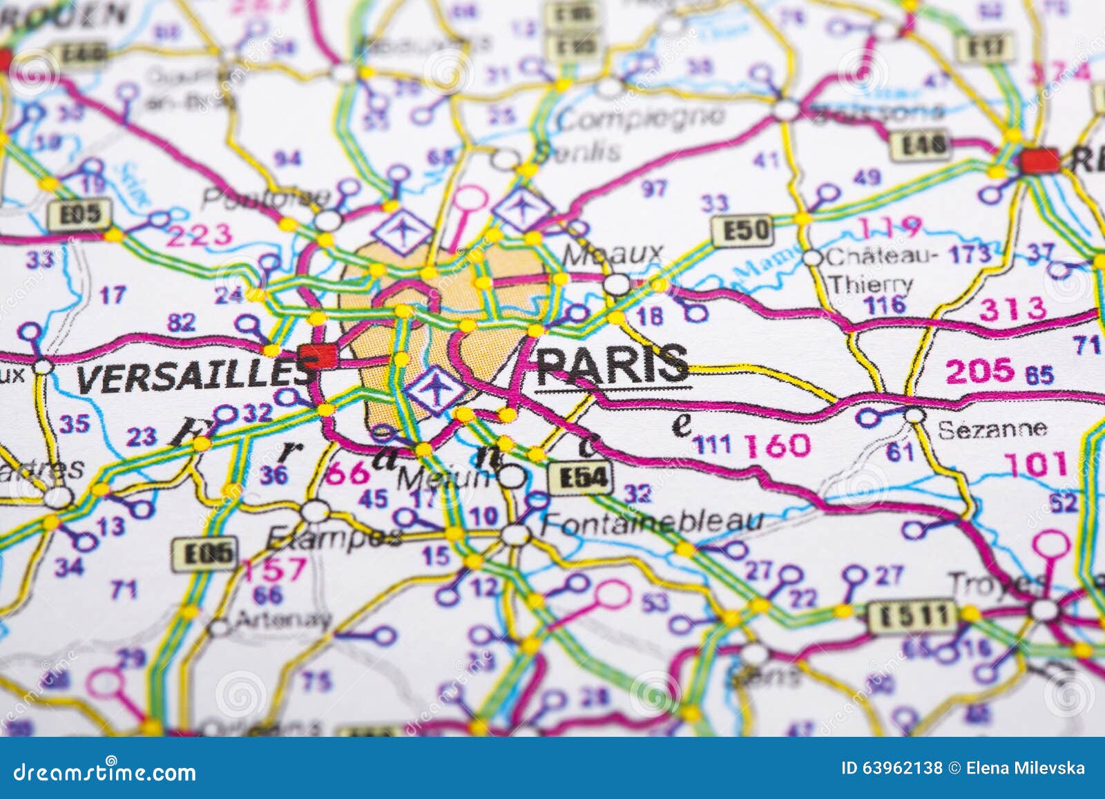 Location of Paris stock photo. Image of trip, route, city - 63962138